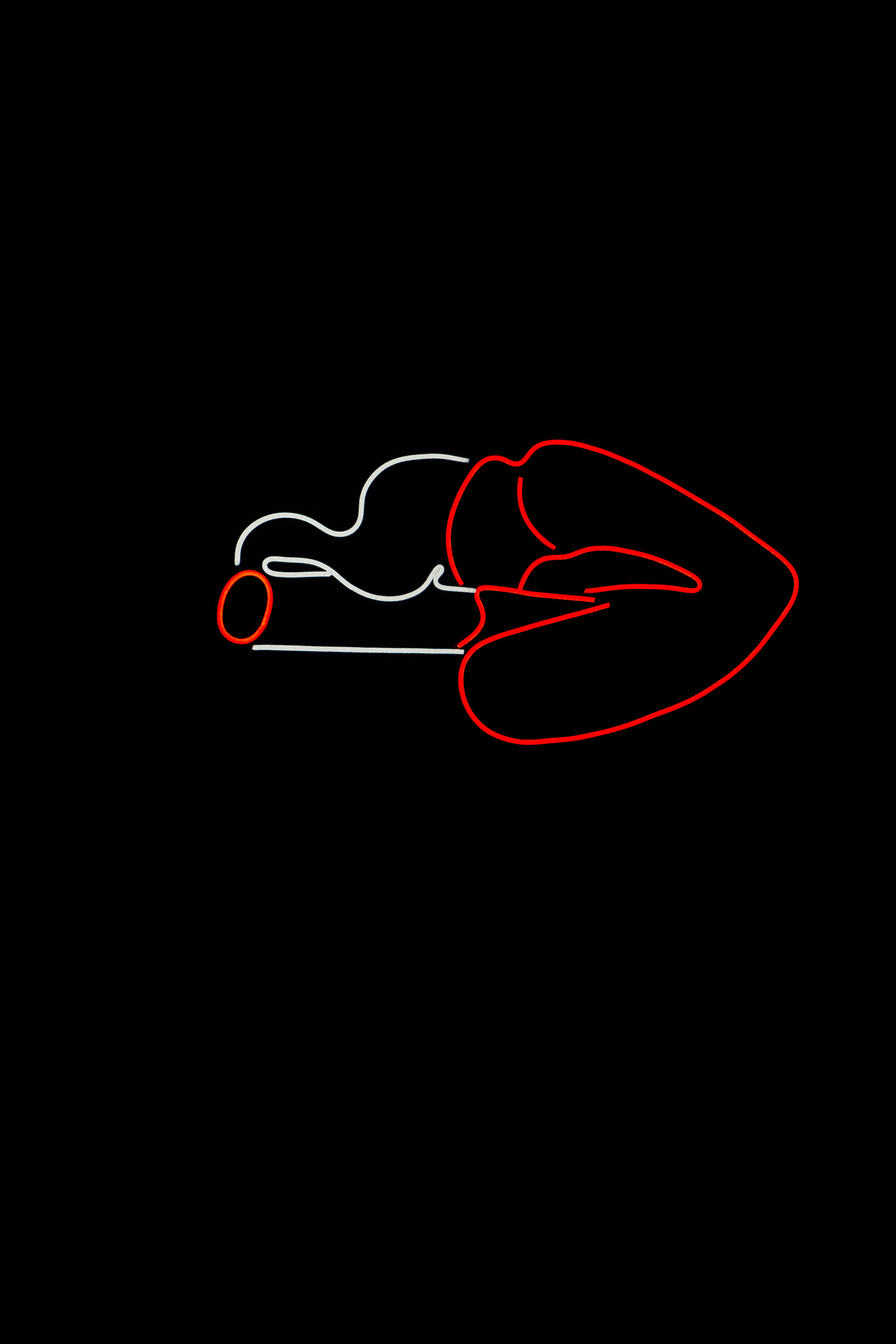 A red line drawing of a person laying down photo – Free Neon Image on ...