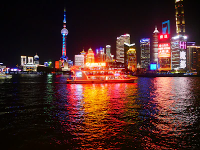 Neon Reflections Across the Harbor