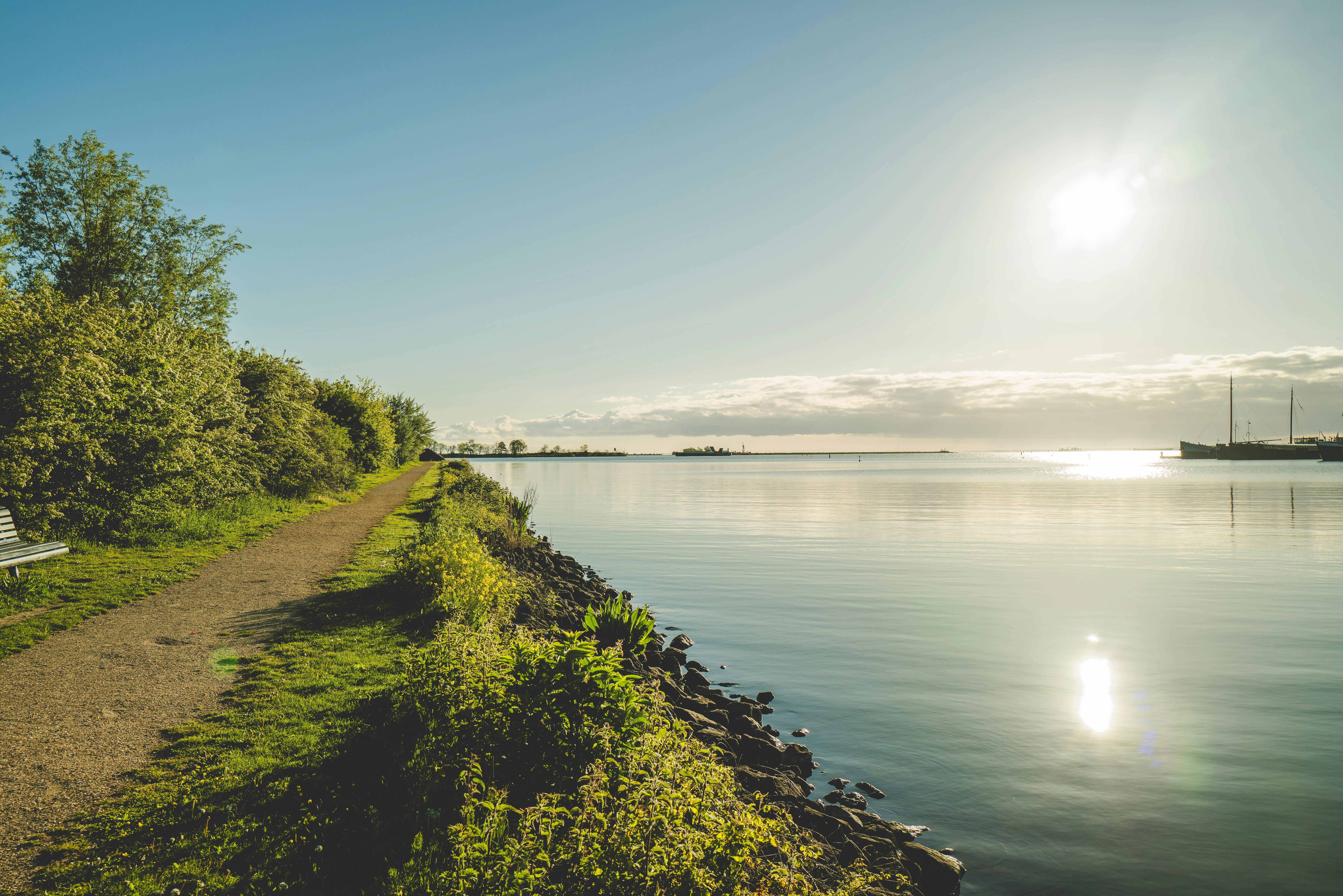 Green grass pathway and lake scenery photo – Free Water Image on Unsplash