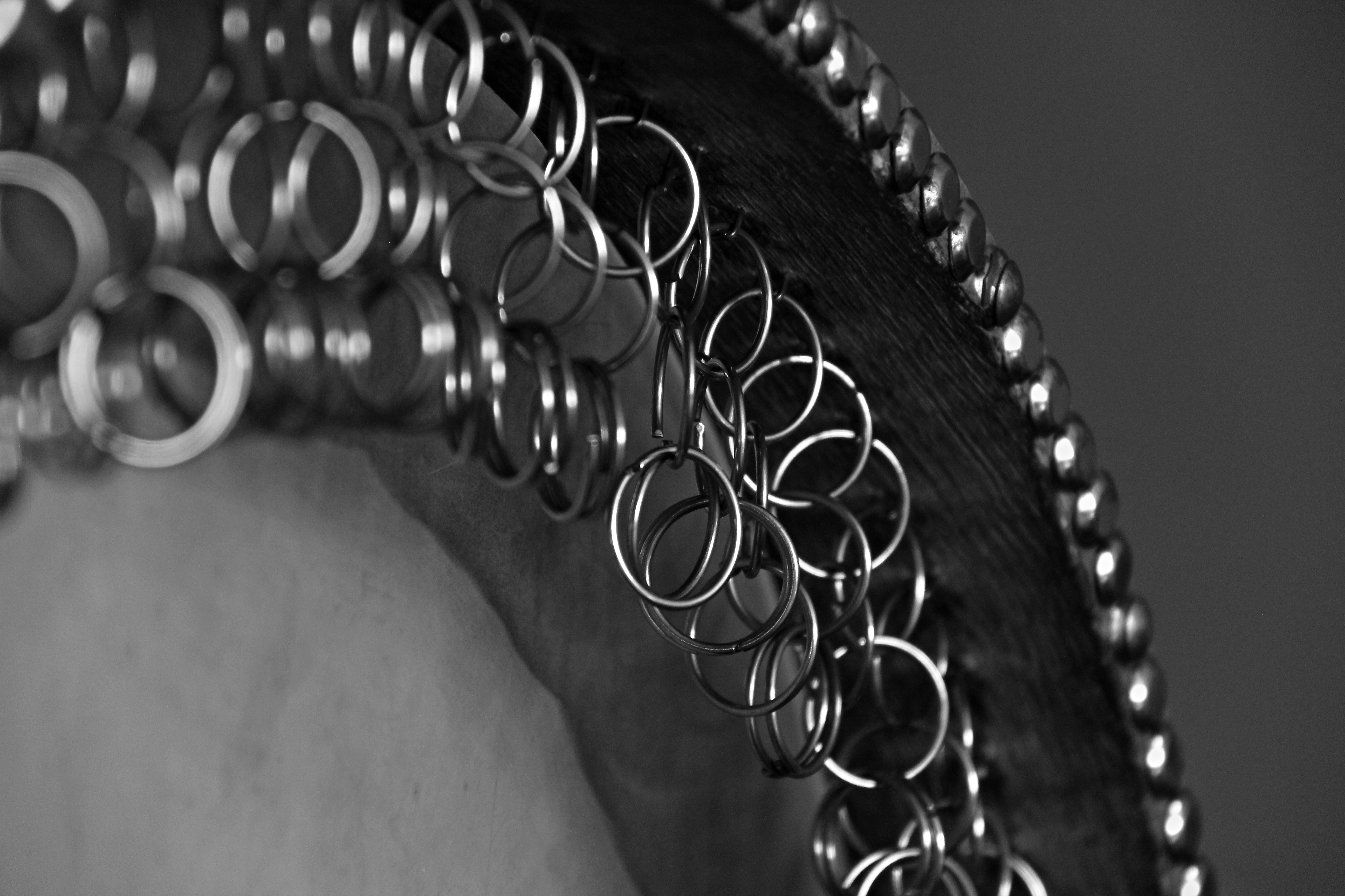 Monochrome Loopwork: a tight close-up of a beaded crown