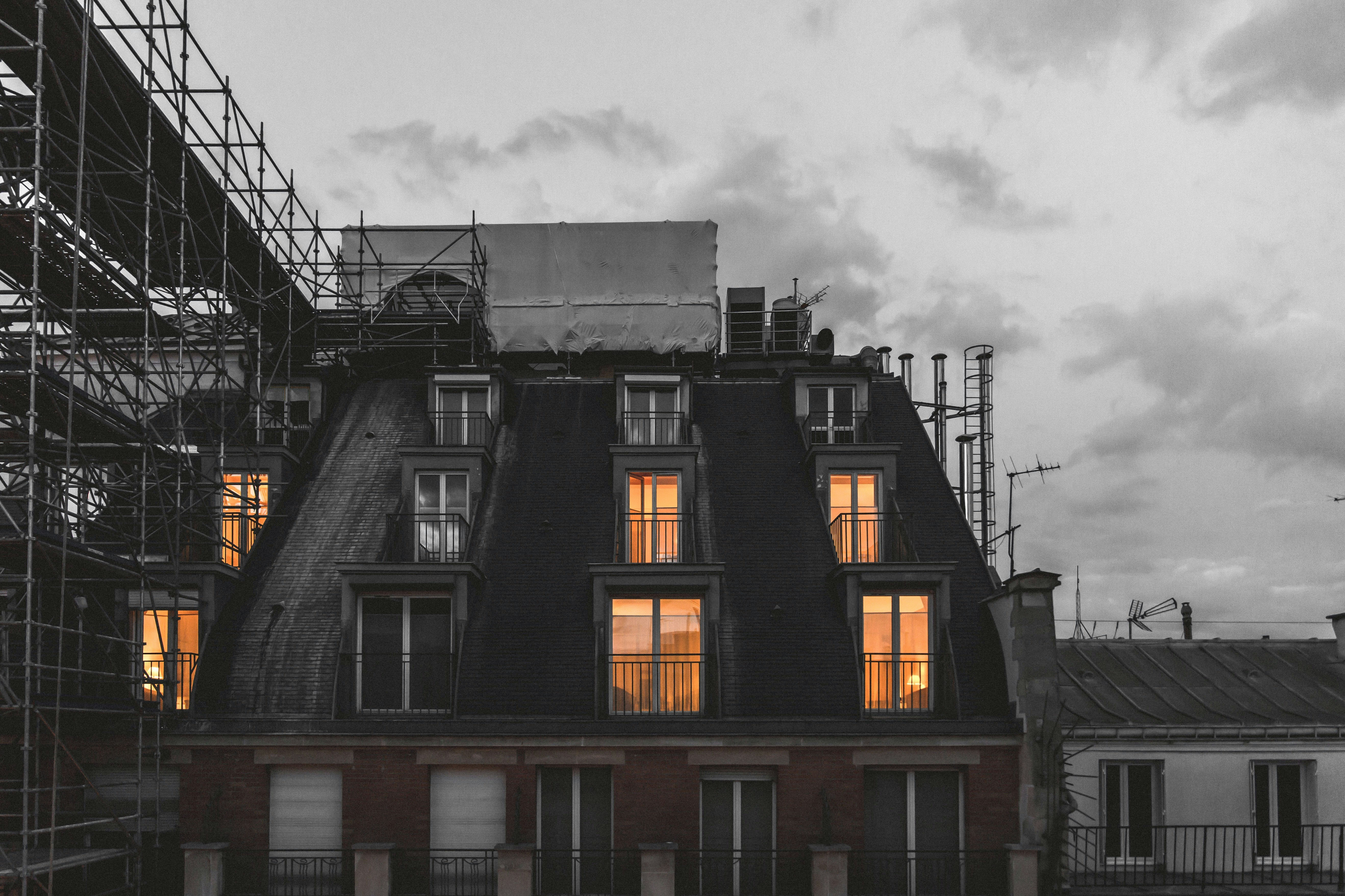 Amber Windows Amid the City Scaffold