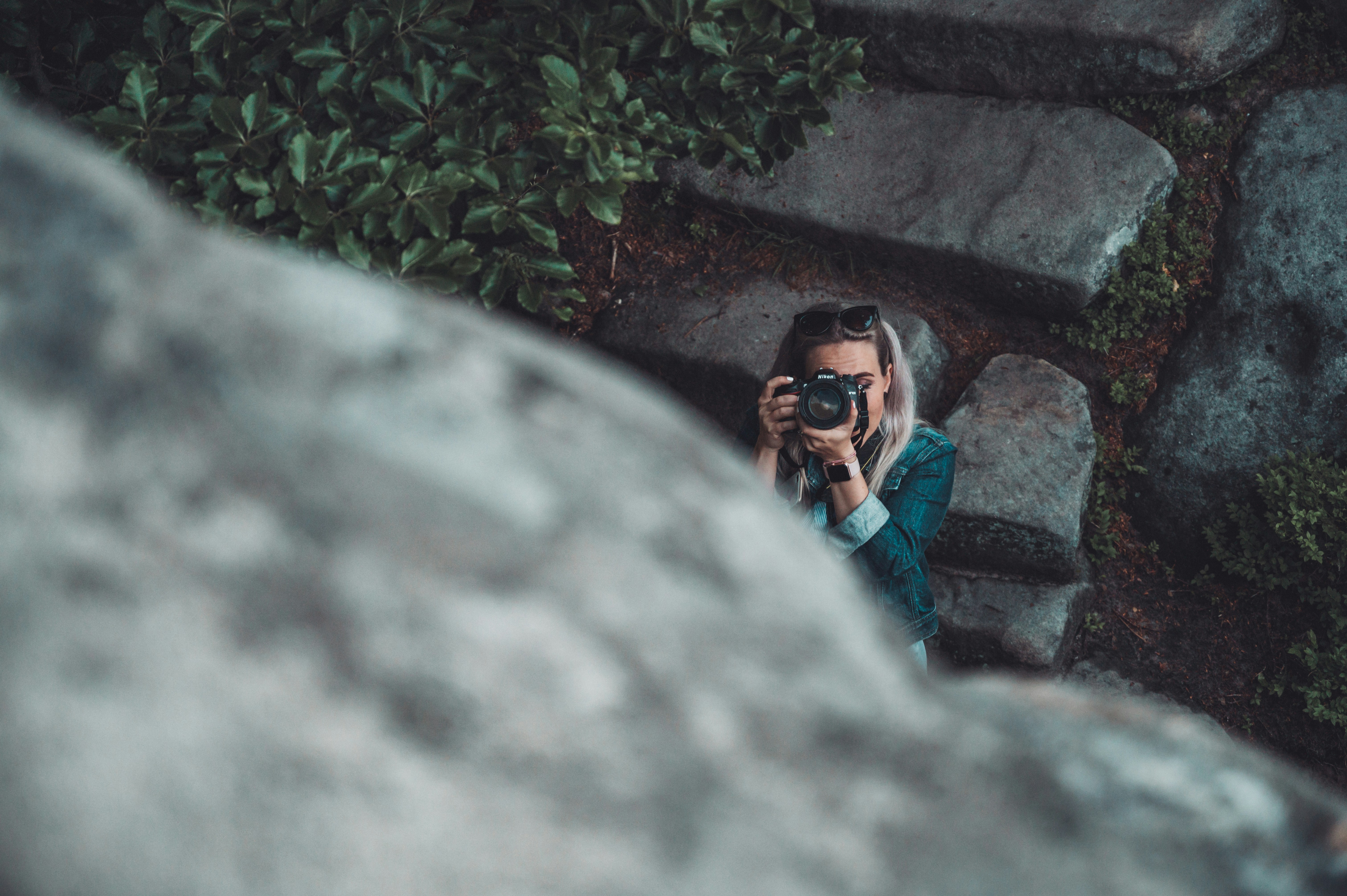Hidden Portrait: A Solo Muse Peering Through the Stones
