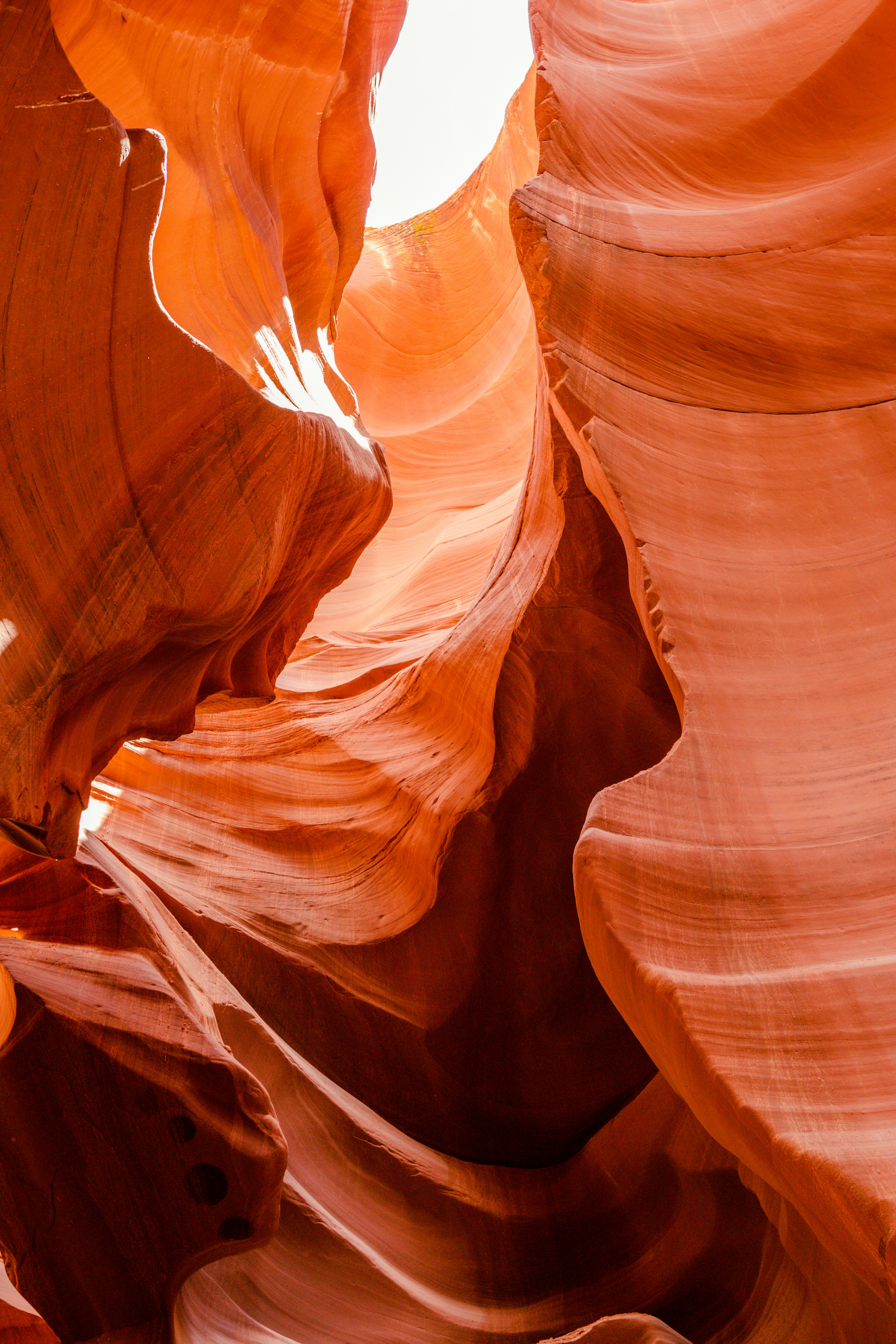 Intricate formations of sandstone create a mesmerizing play of light and shadow within a canyon. The warm hues of the rock evoke a sense of natural wonder.