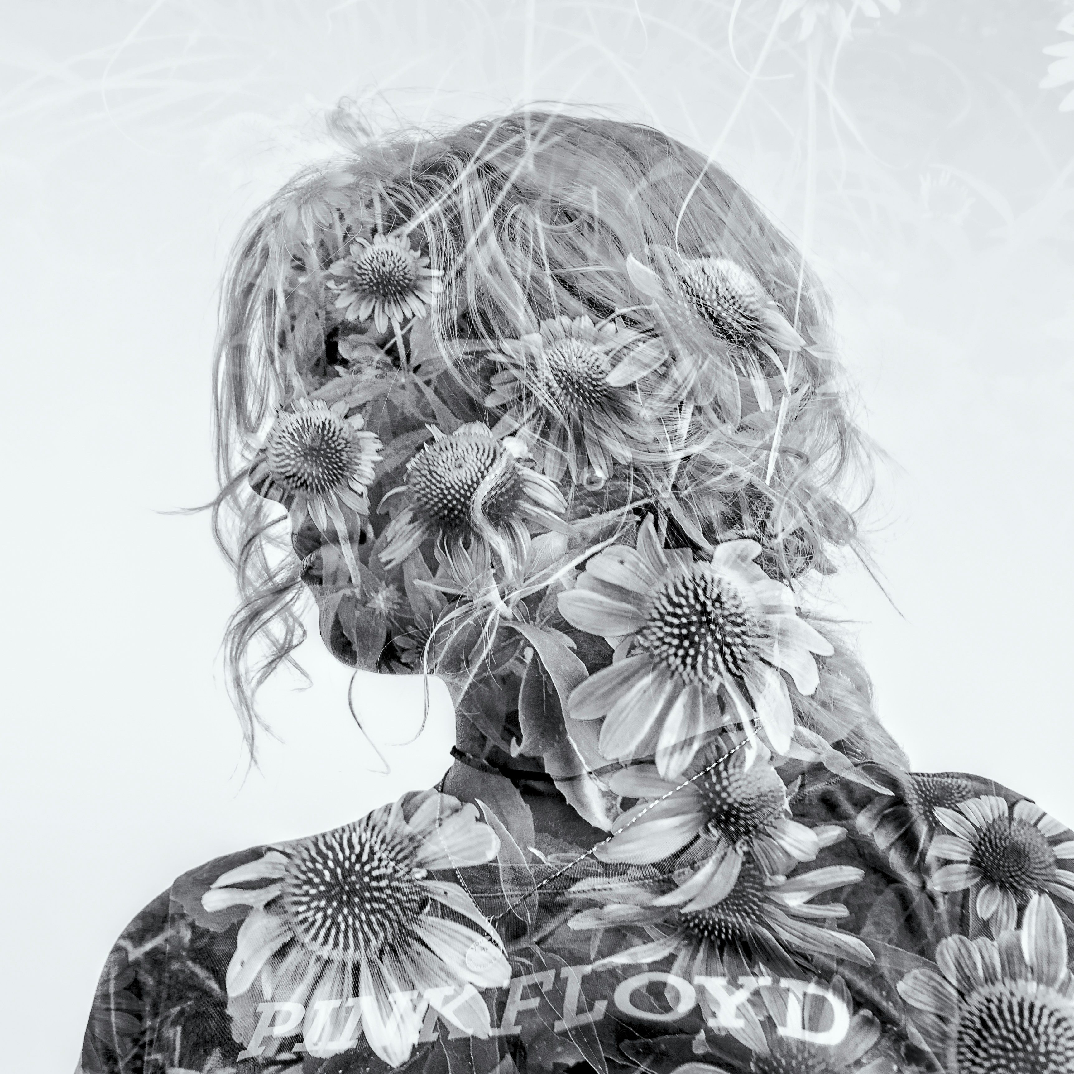 Floral Echoes: Silhouette of a Face through Blossoms