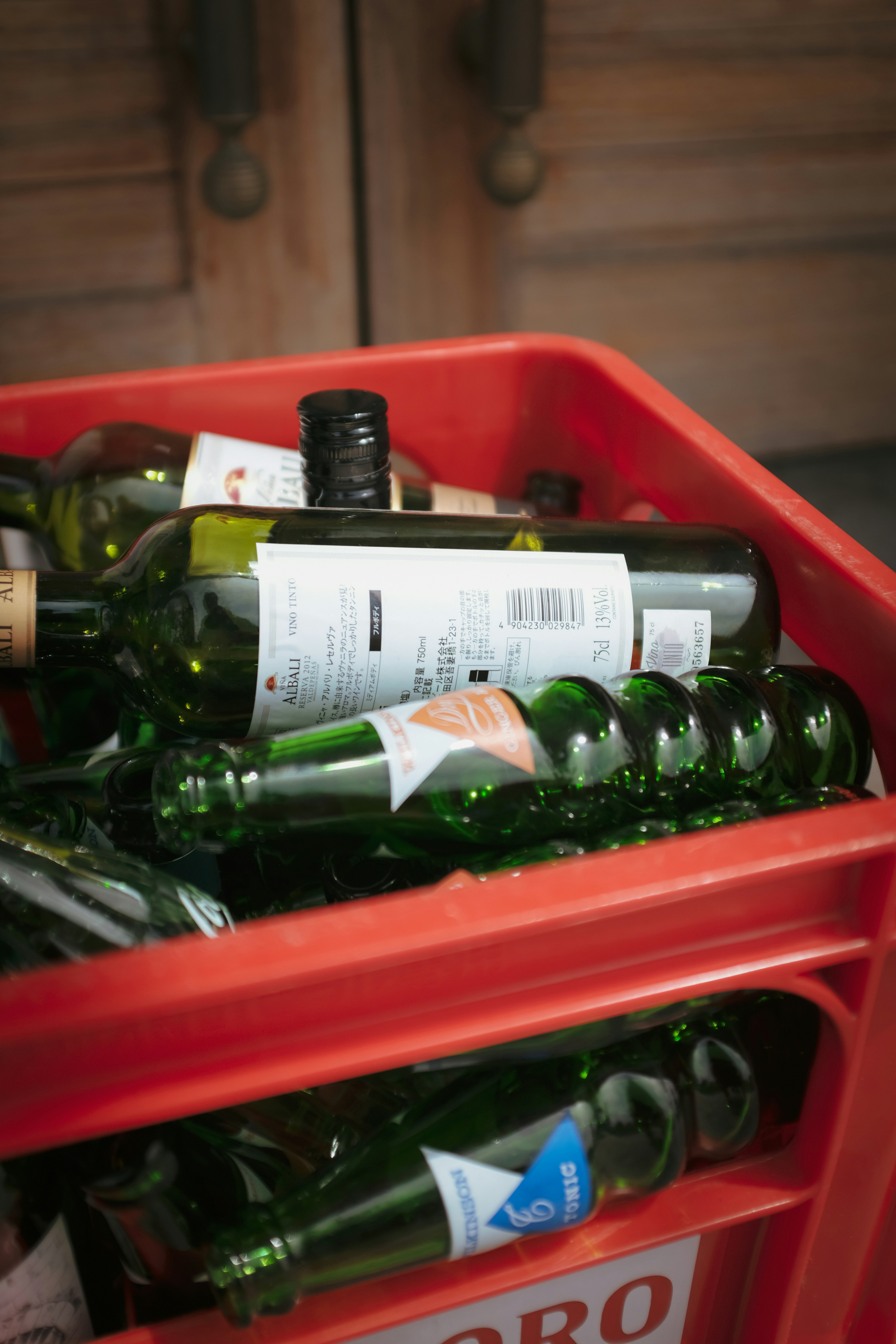 Crate of Green Glass: A Close-Up Bottling Still-Life