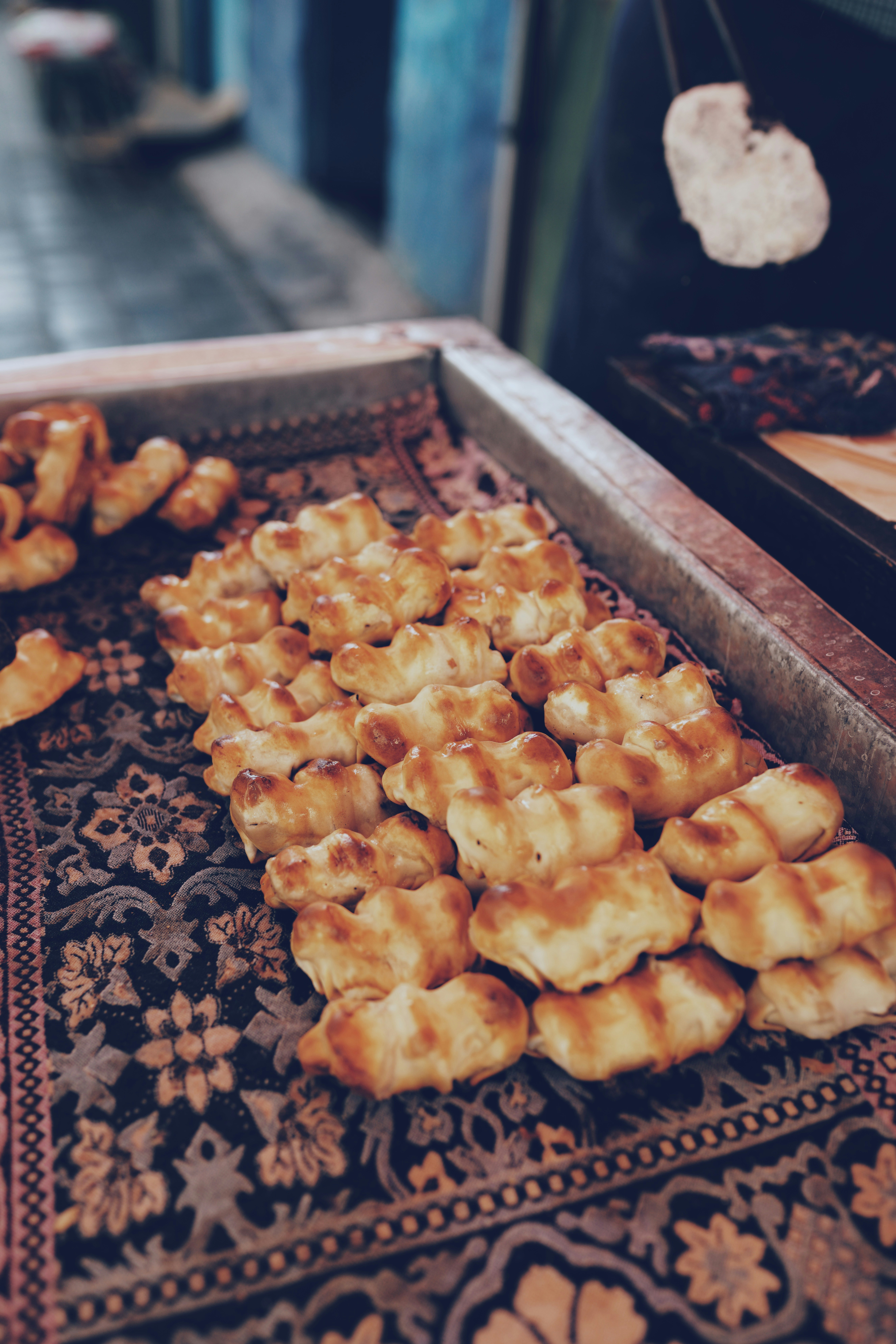 pastry on black tray