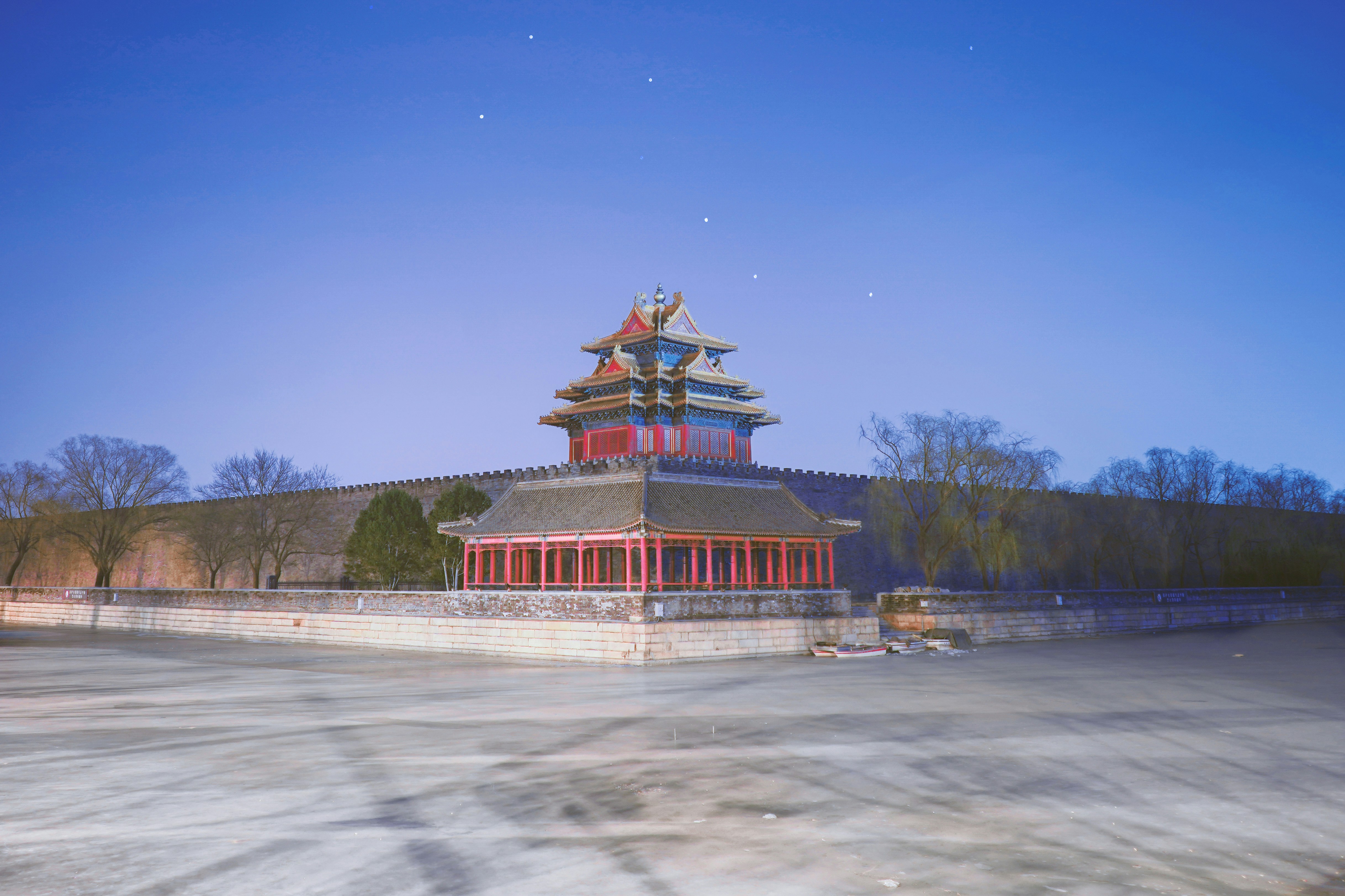 Blue Hour at the Red Pavilion: Quiet majesty along ancient walls