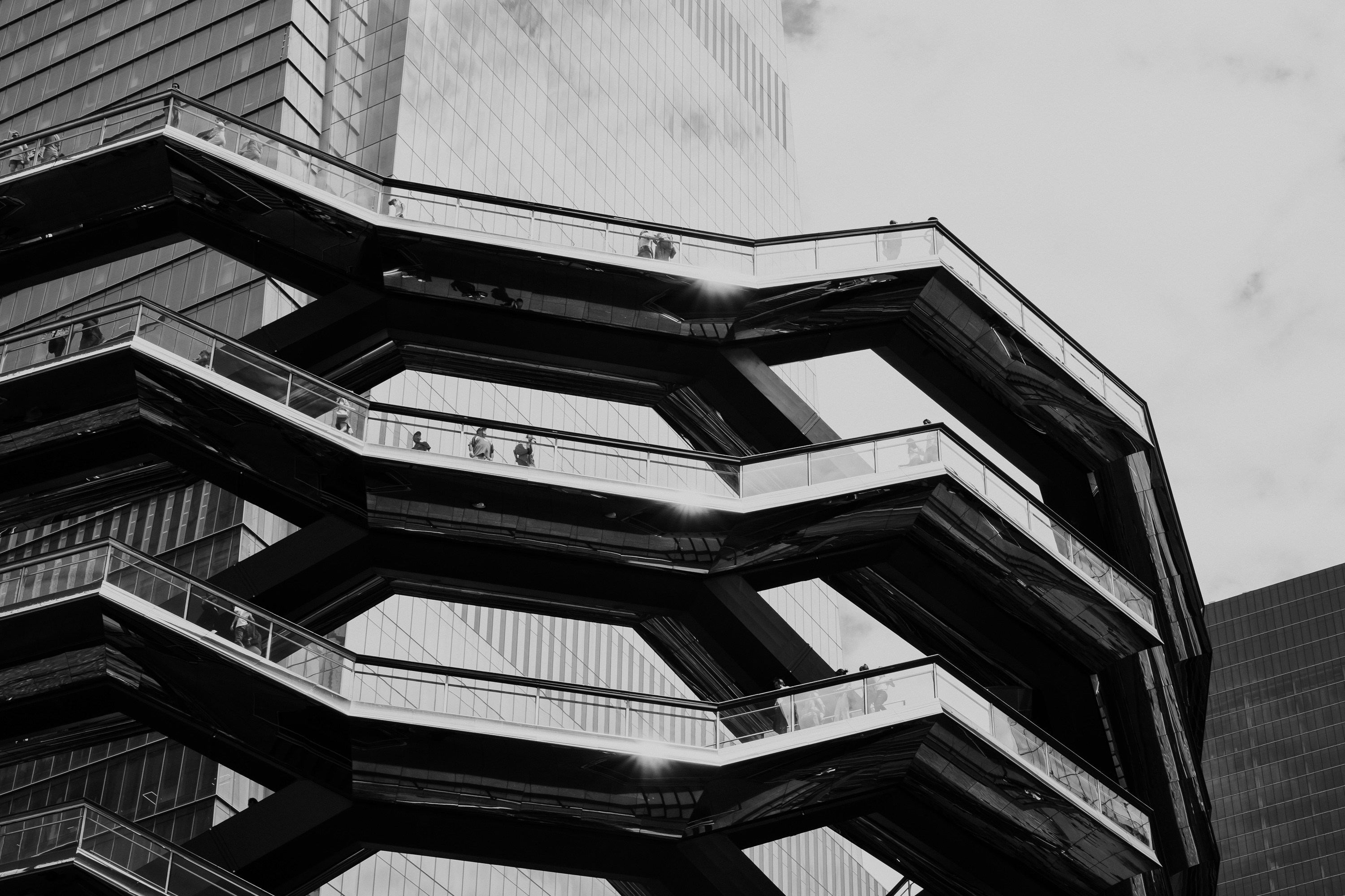 Monochrome Mesh of Steel Staircases at Hudson Yards