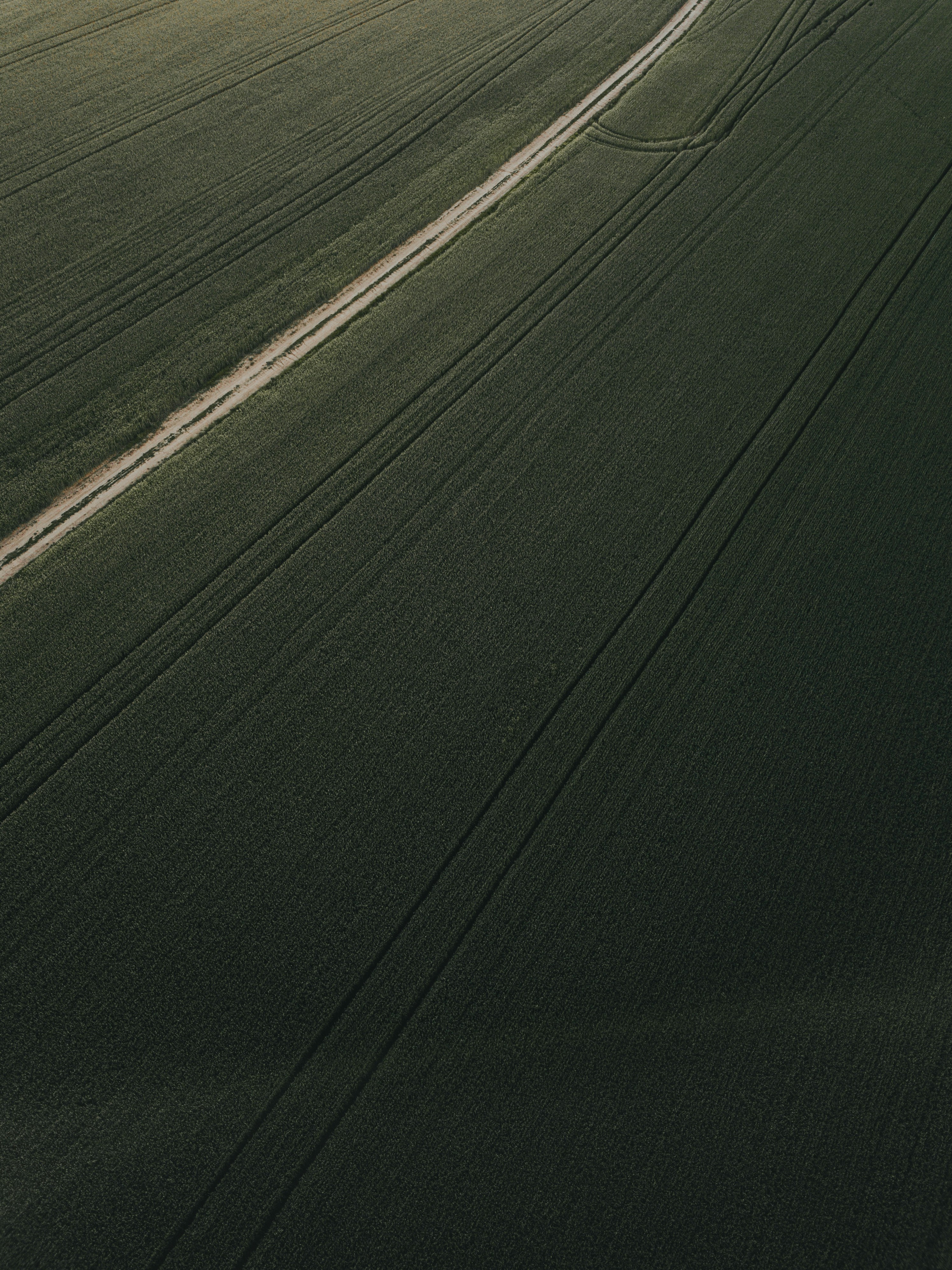 Photo aérienne de la route entre un champ vert pendant la journée photo ...