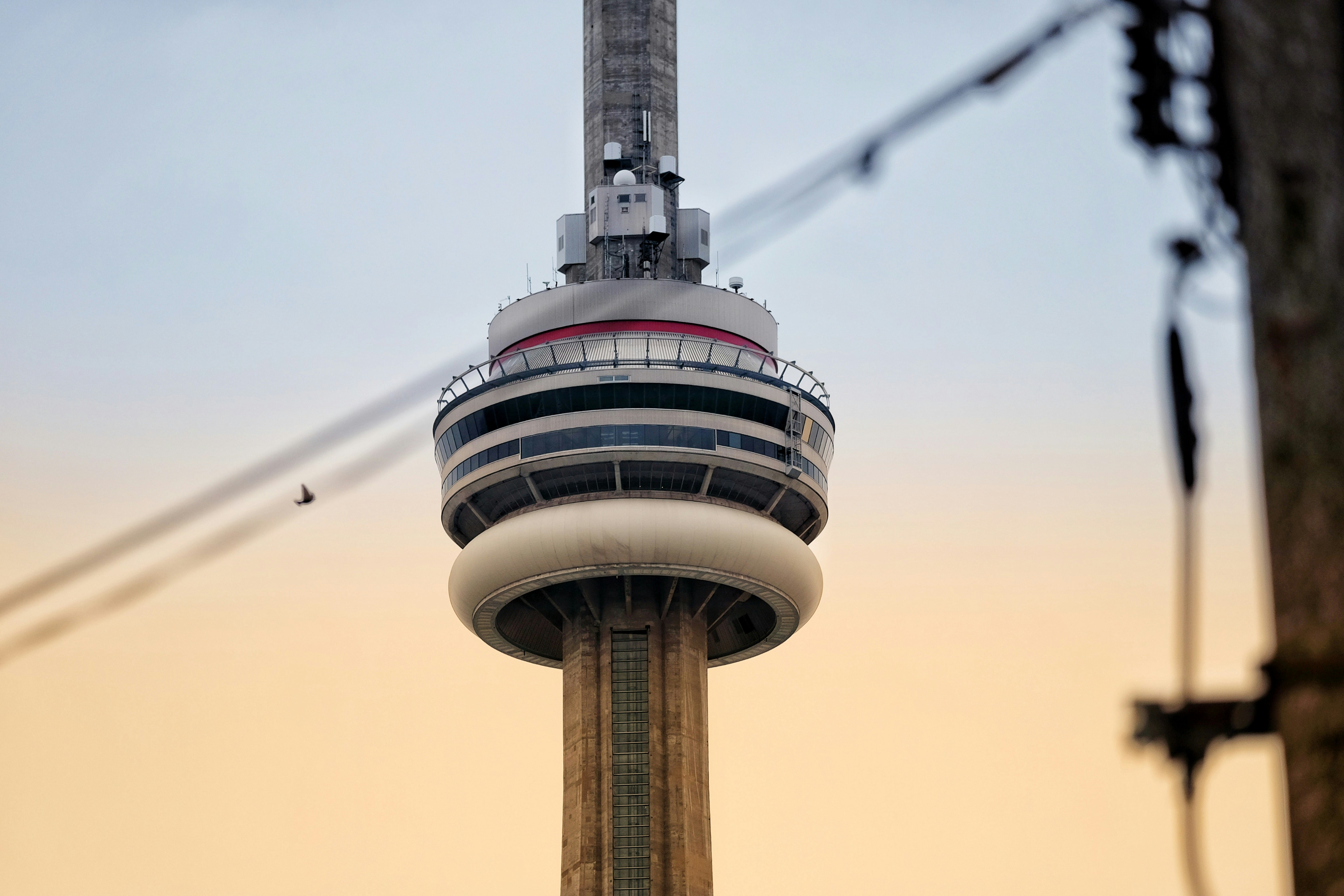 Beamed at Dusk: The Ringed Observation Deck Reaches Into a Soft Sunset
