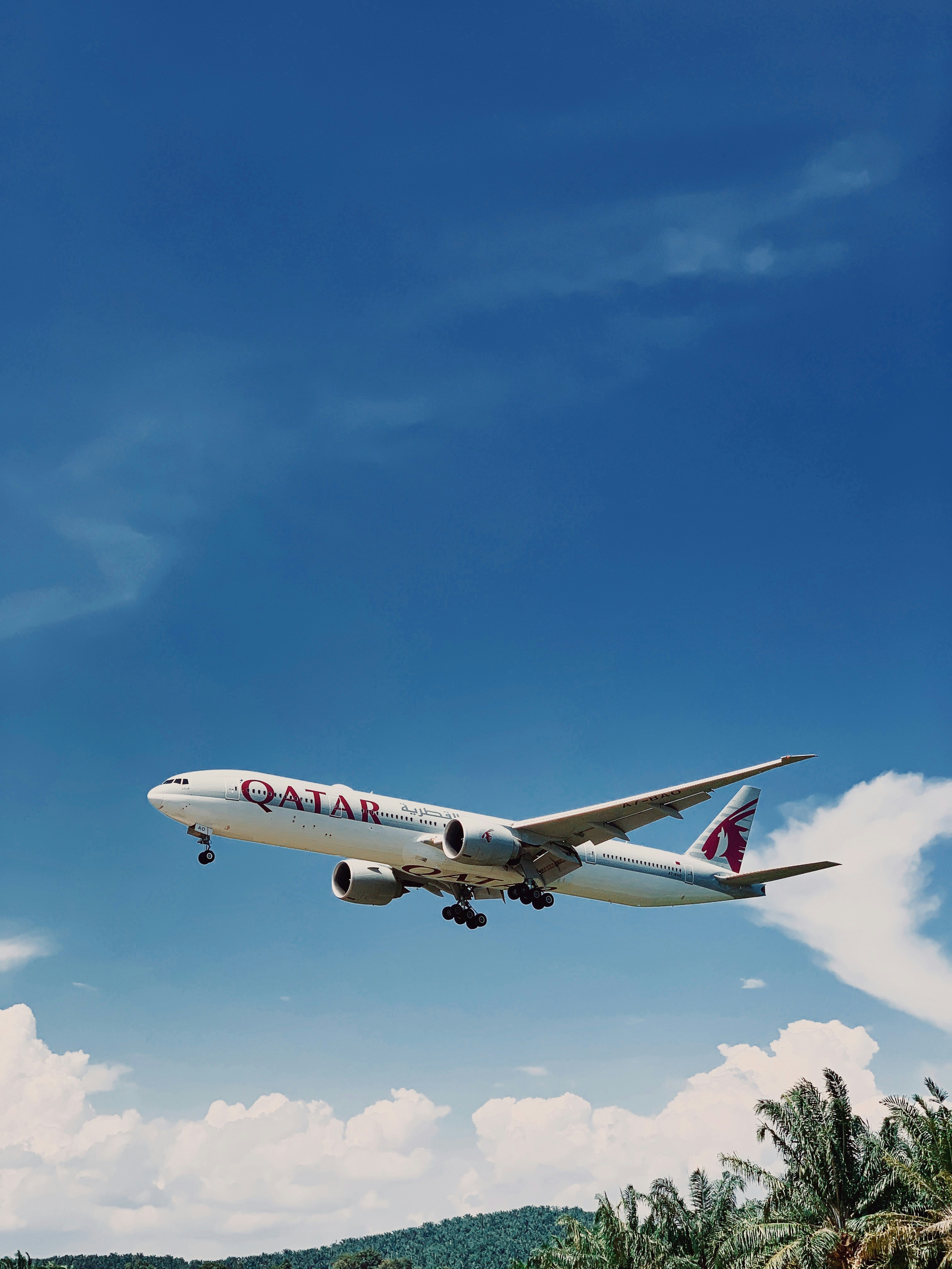 White Qatar plane under blue sky photo – Free Blue Image on Unsplash