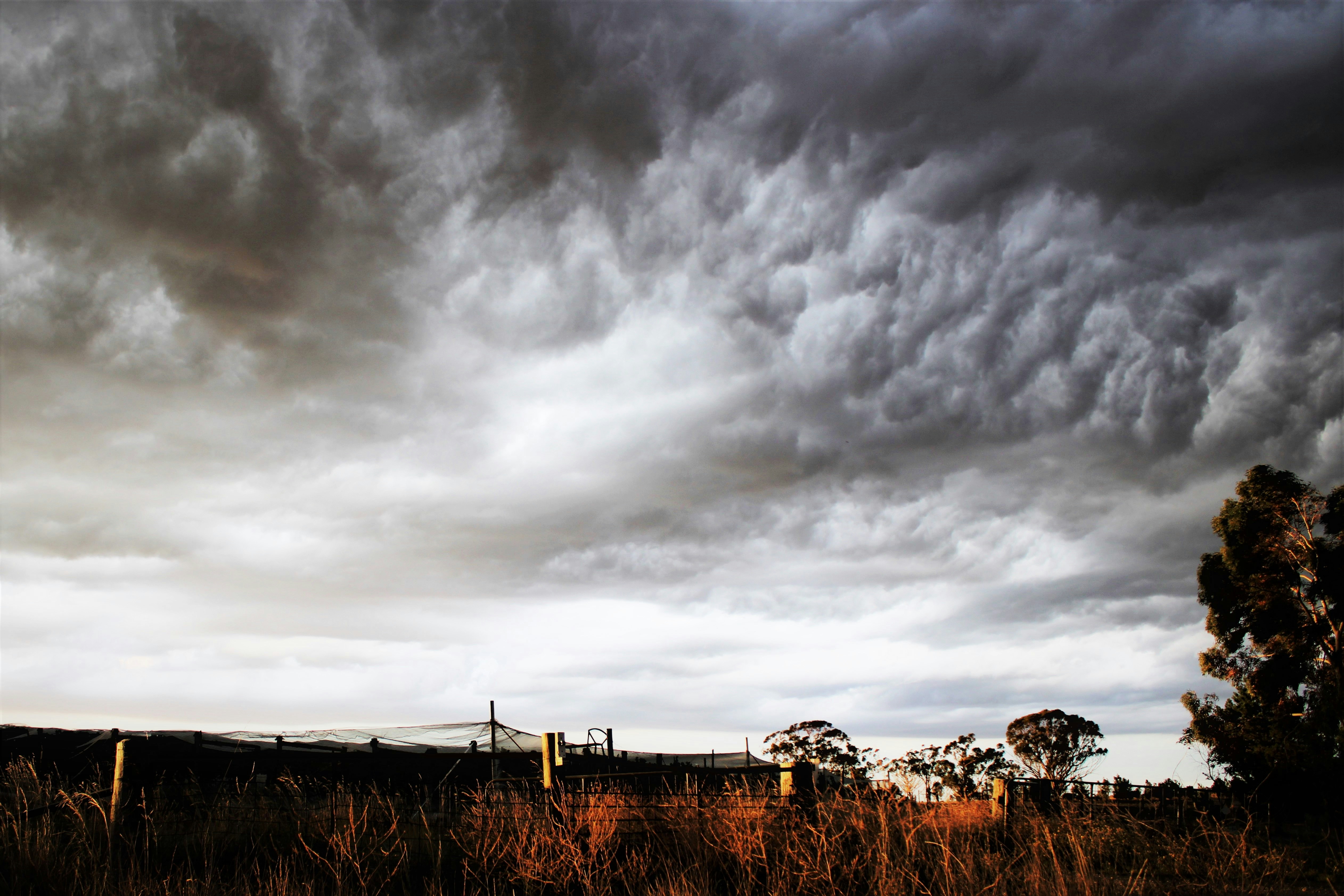 Storm Crown Over a Fence-Line Prairie at Dusk