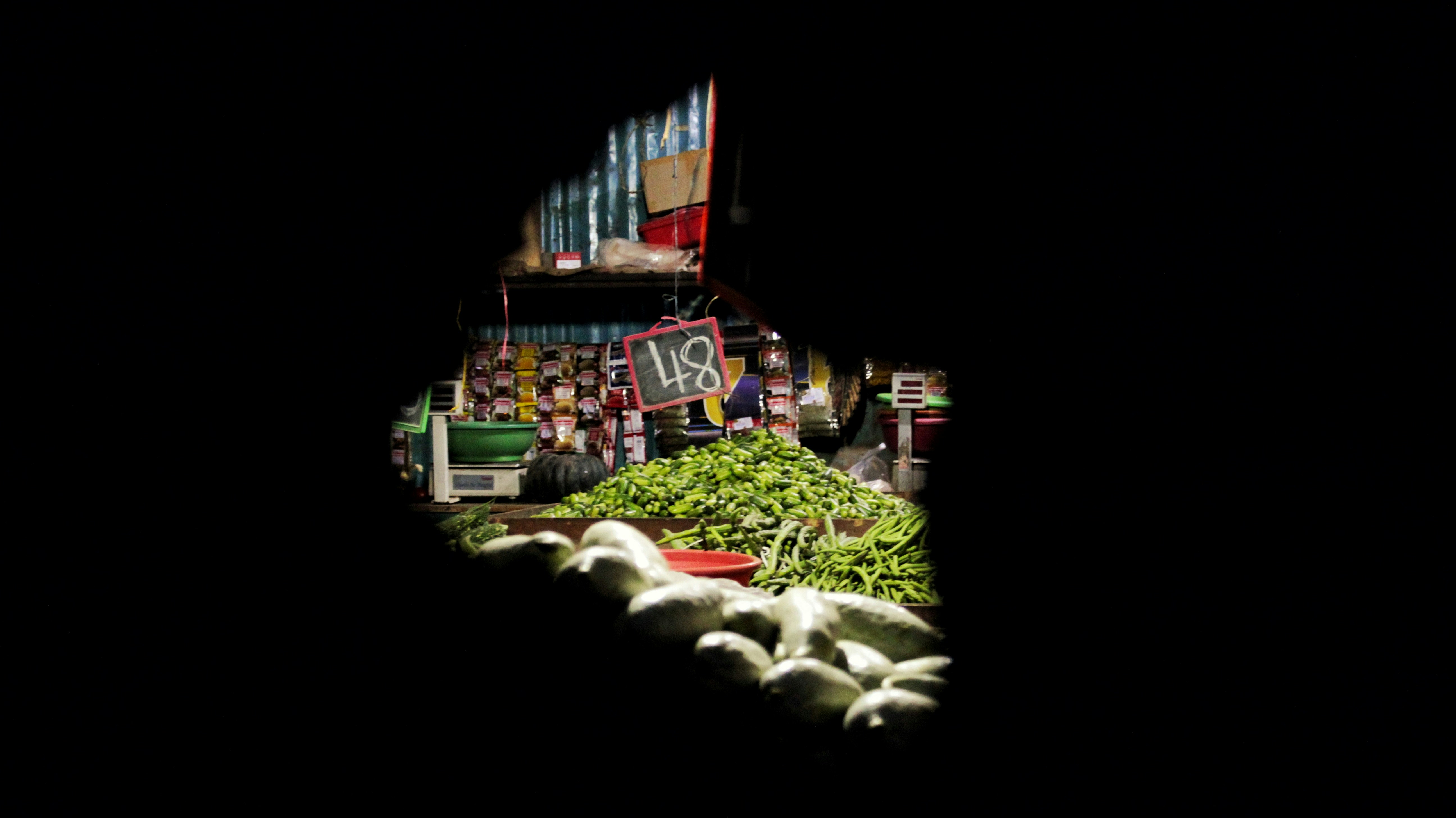 Market Stall Through a Round Aperture