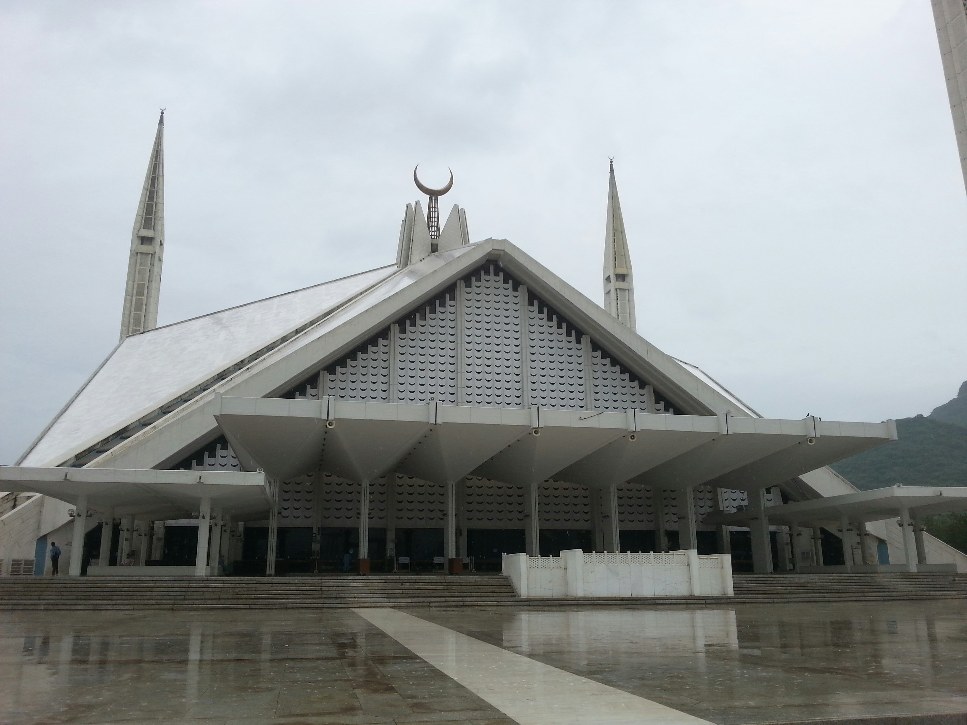 Majestic Mosque Hall Surrounded by Wet Courtyard