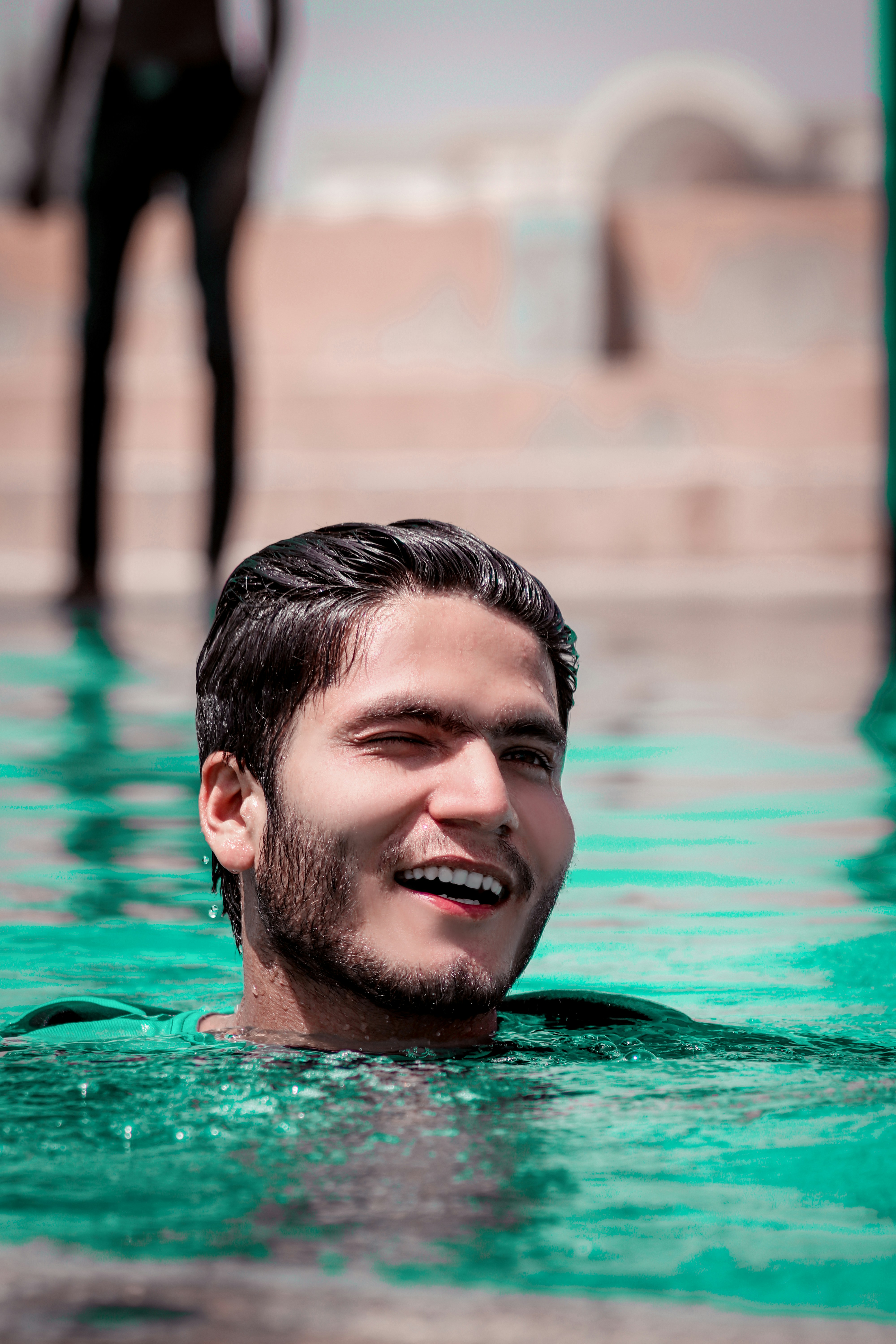 Selective focus photography of smiling man on water photo – Free Human ...