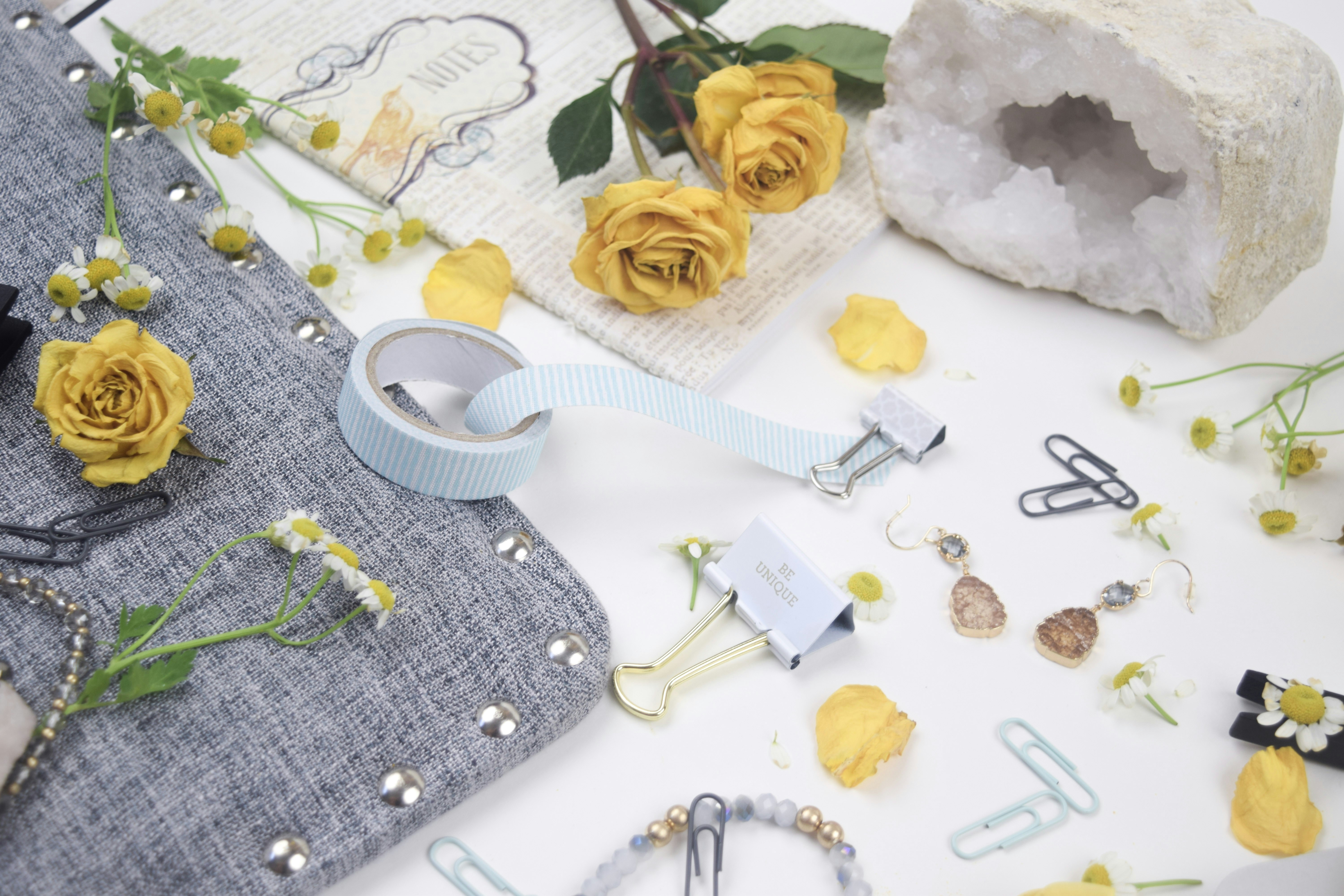Petals, Pearls, and Geode Gleam: A Jewelry Flat-Lay in Soft Pastels