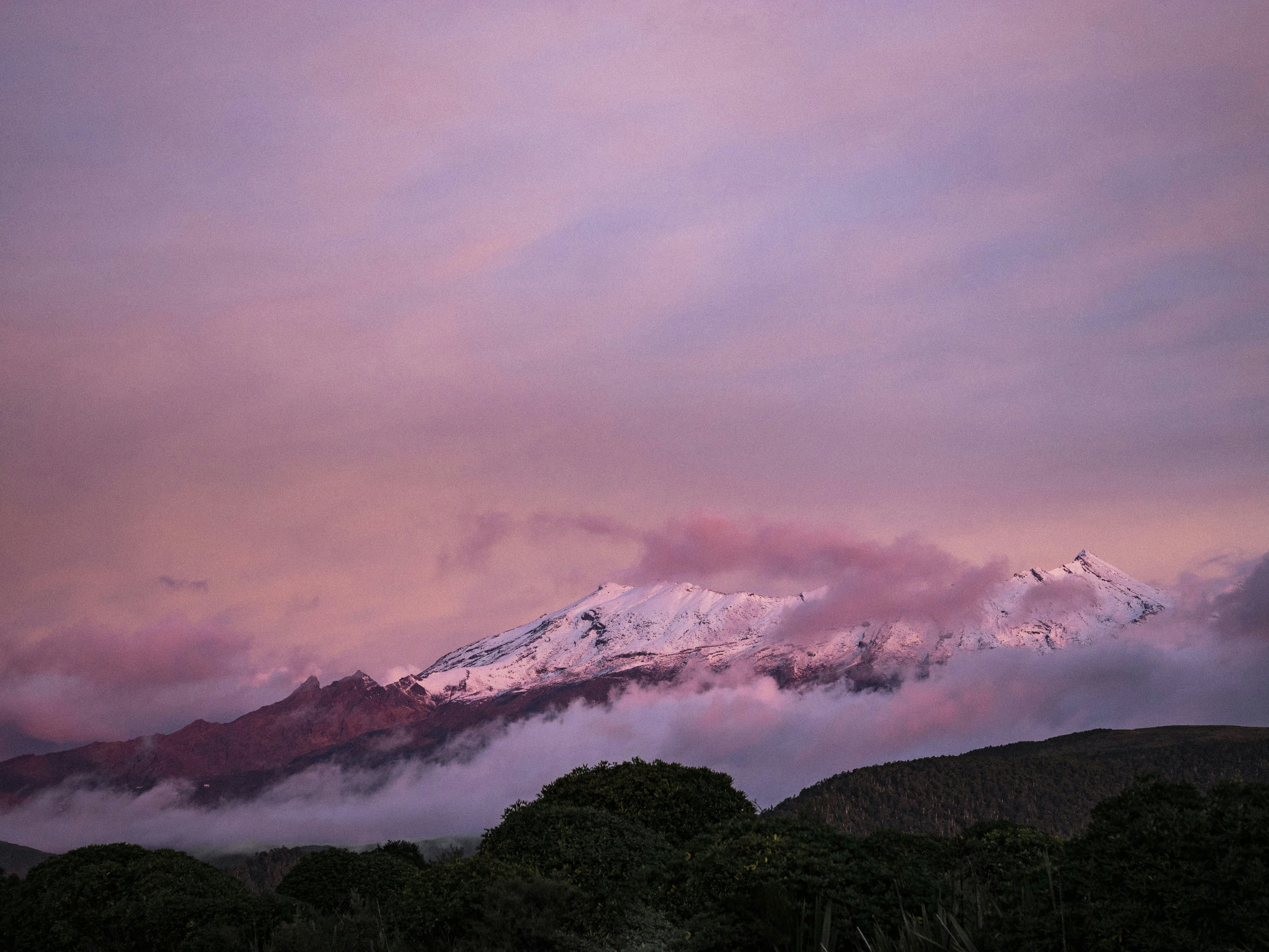 Pink Haze Over Snow—Alpine Twilight
