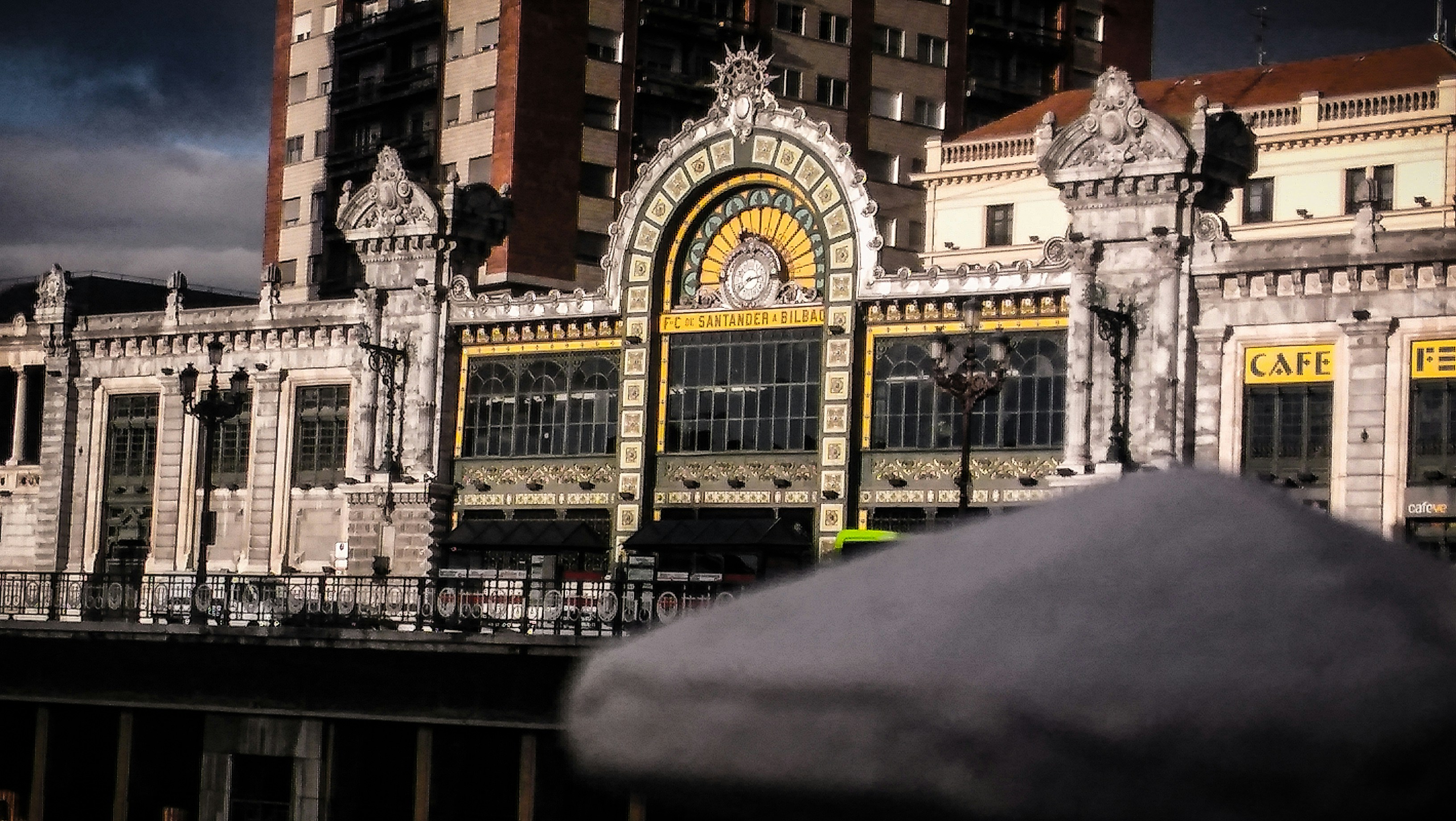 Ornate Facade Under Moody Skies
