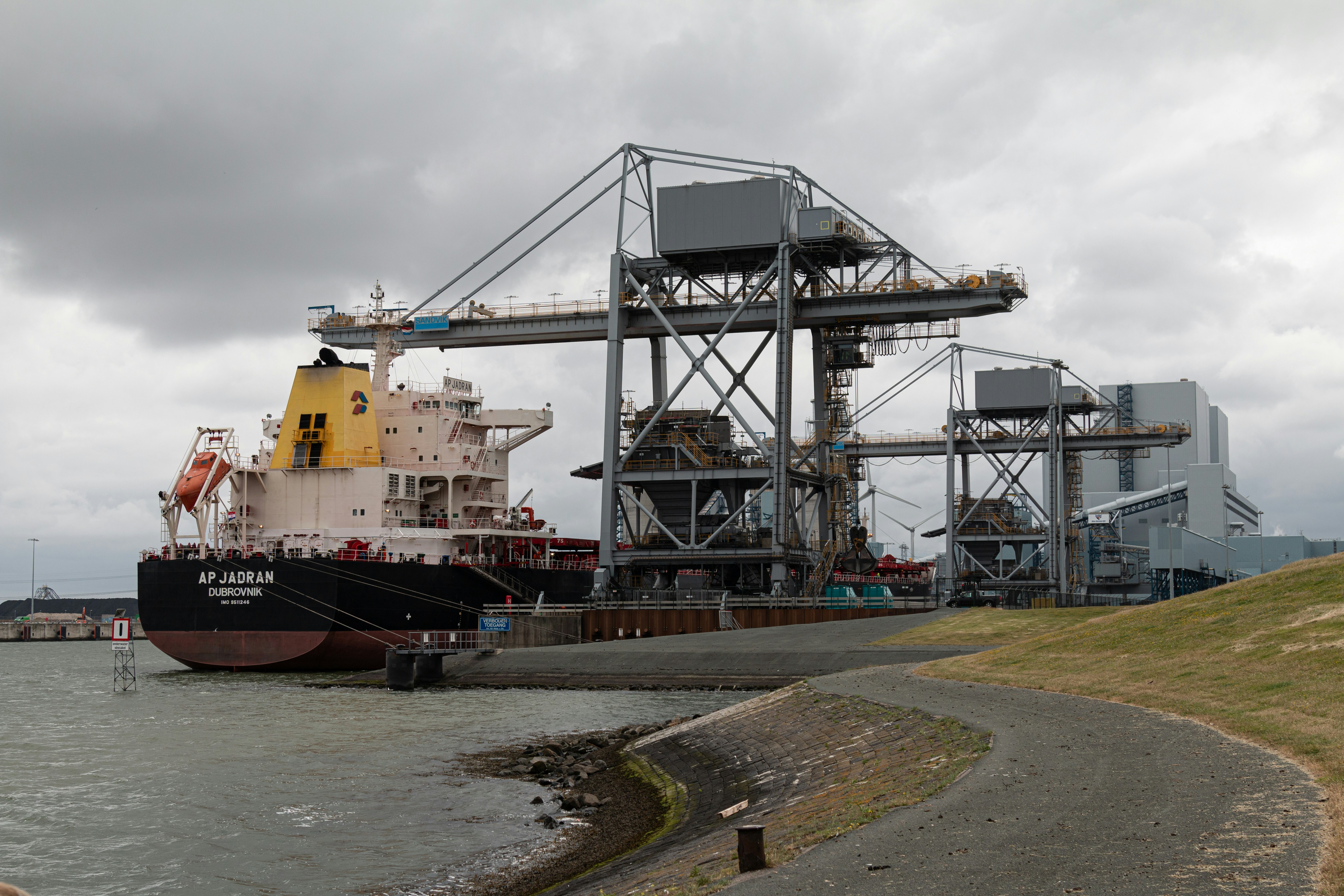 Freighter next to a crane