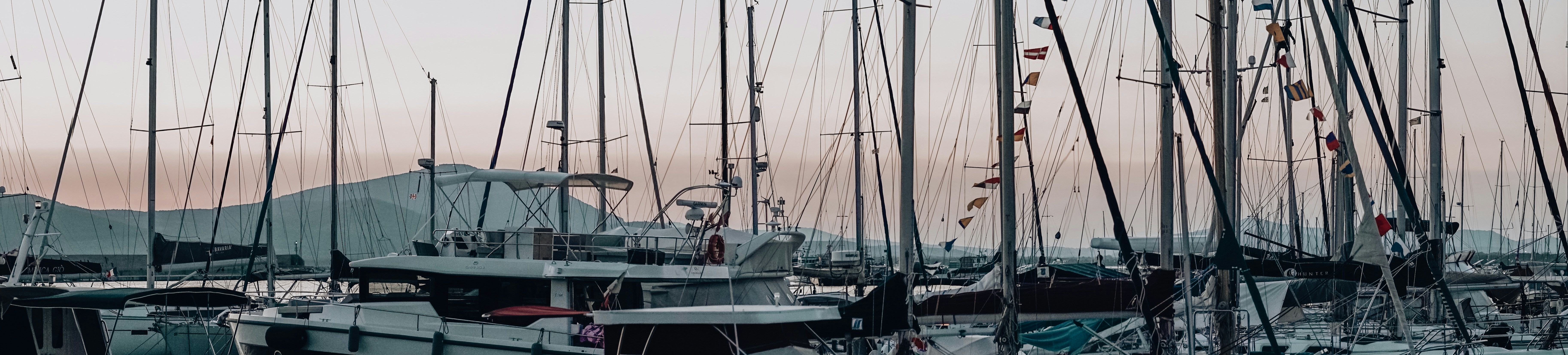 Dusk at the Marina: A Symmetry of Sail Masts and Quiet Water