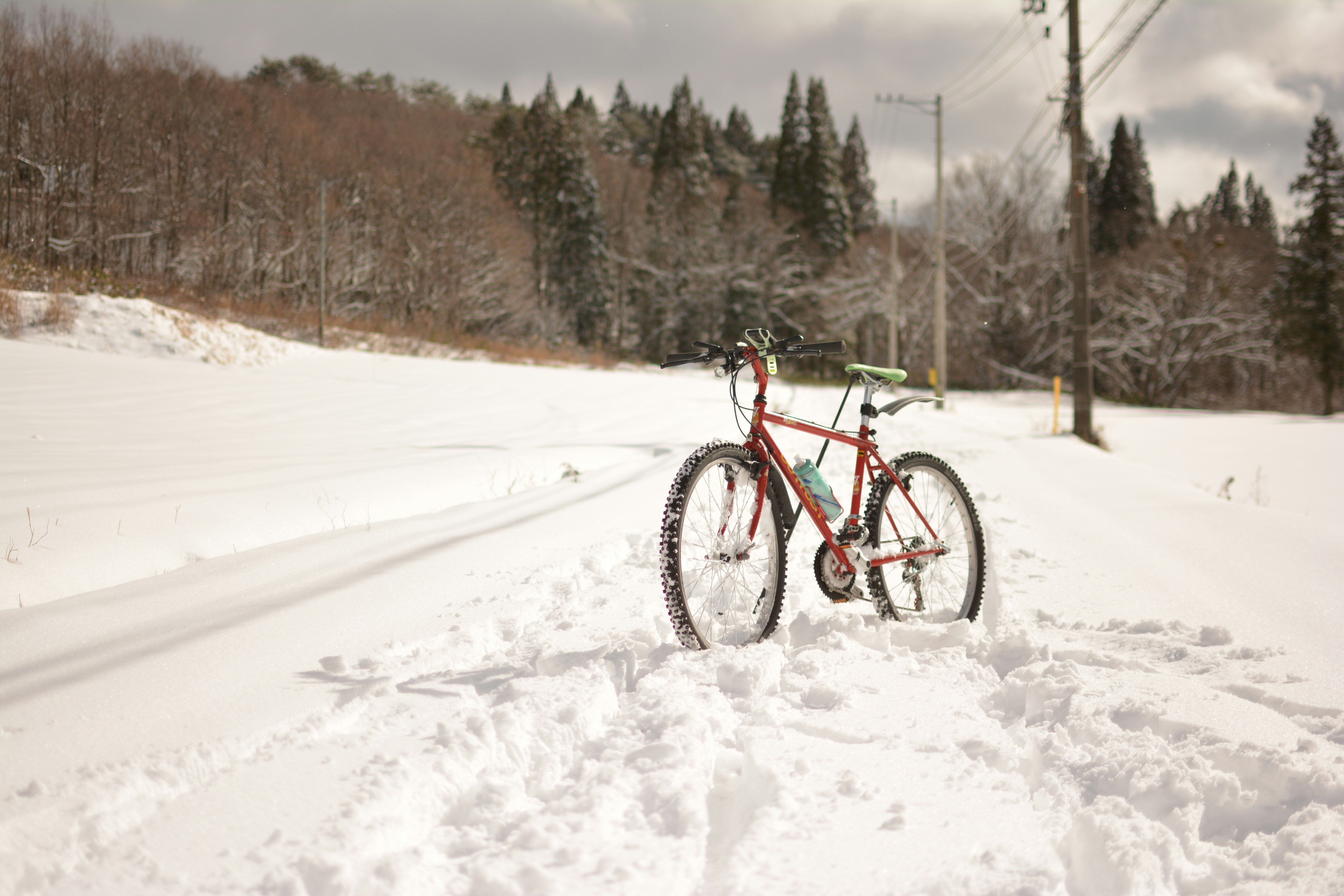 Vélo rouge debout dans la neige photo – Photo Vélo Gratuite sur Unsplash