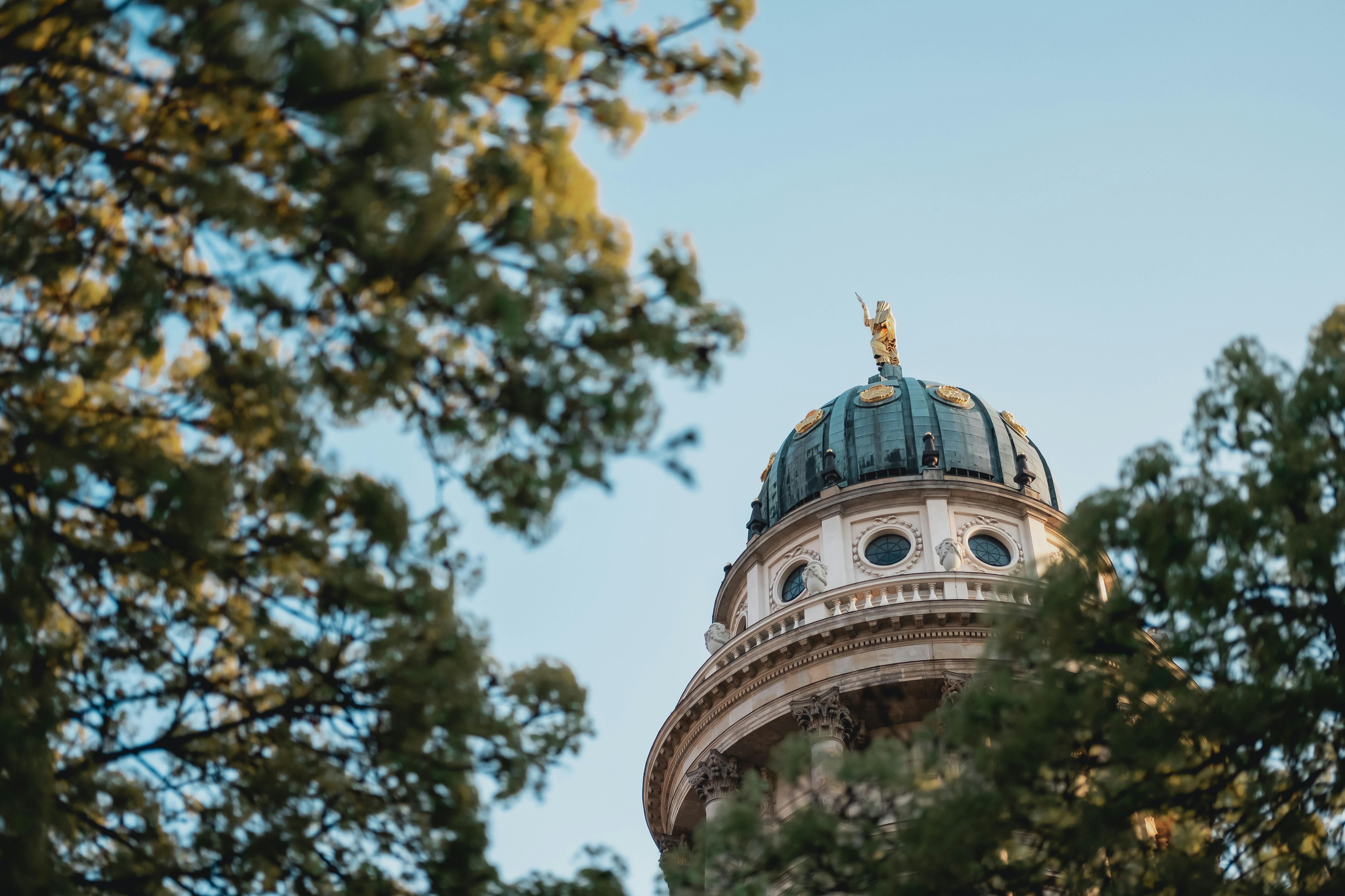 Copper Dome Among Pines: A City Monument Reaching Toward the Sky