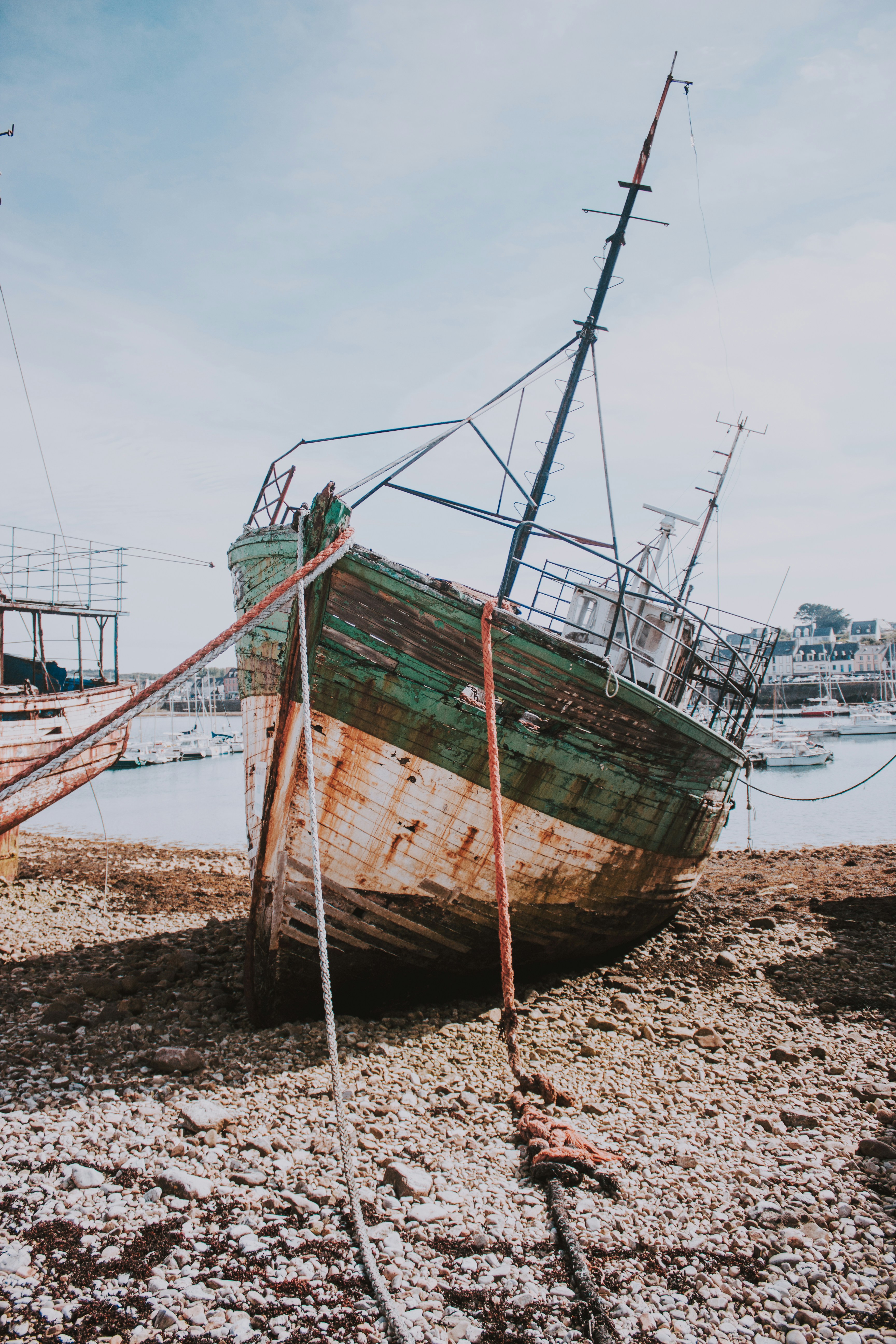 Blue and white boat on ground during daytime photo – Free Grey Image on ...