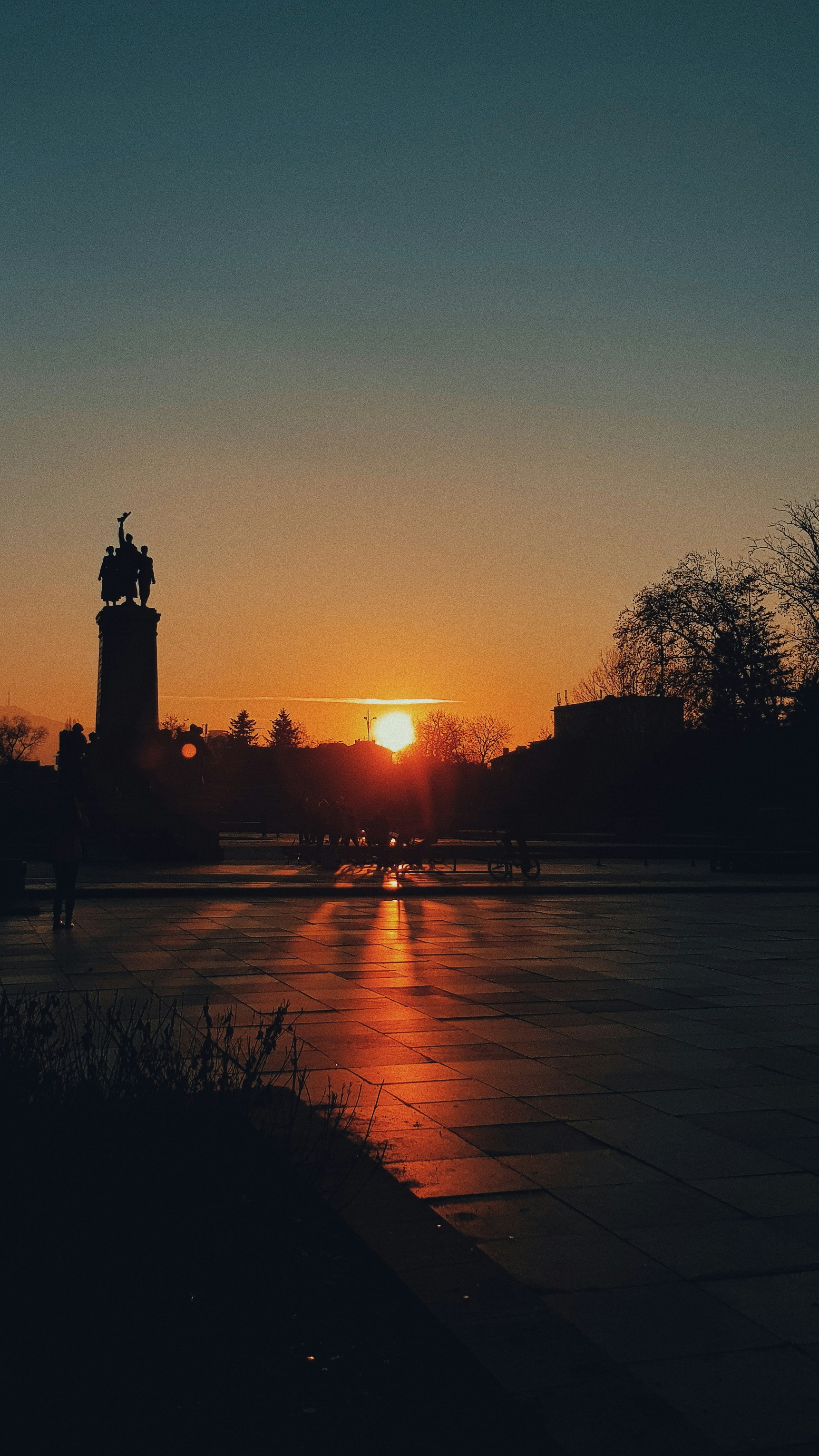 silhouette of monument during sunset