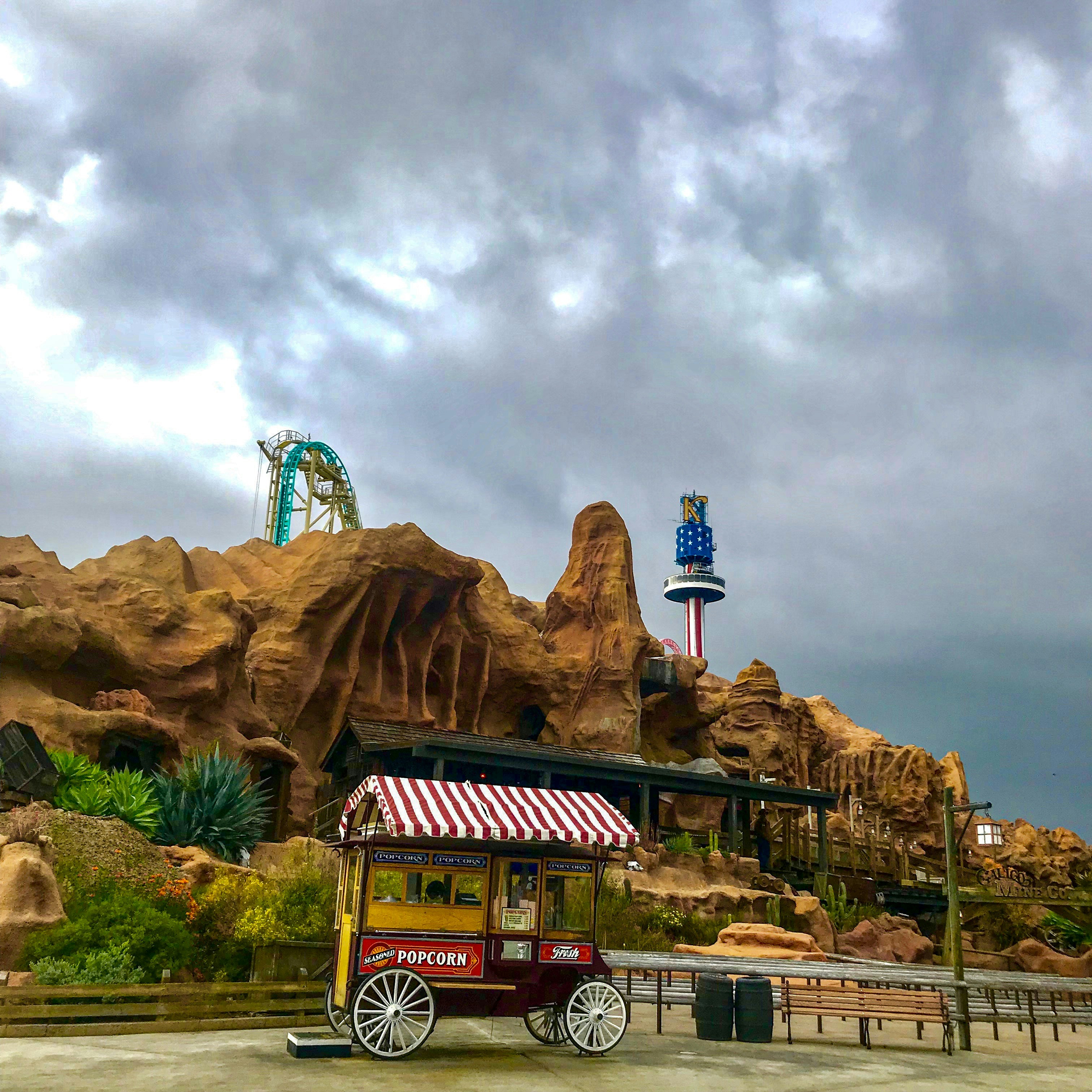 Popcorn Cart at the Edge of a Rocky Playground