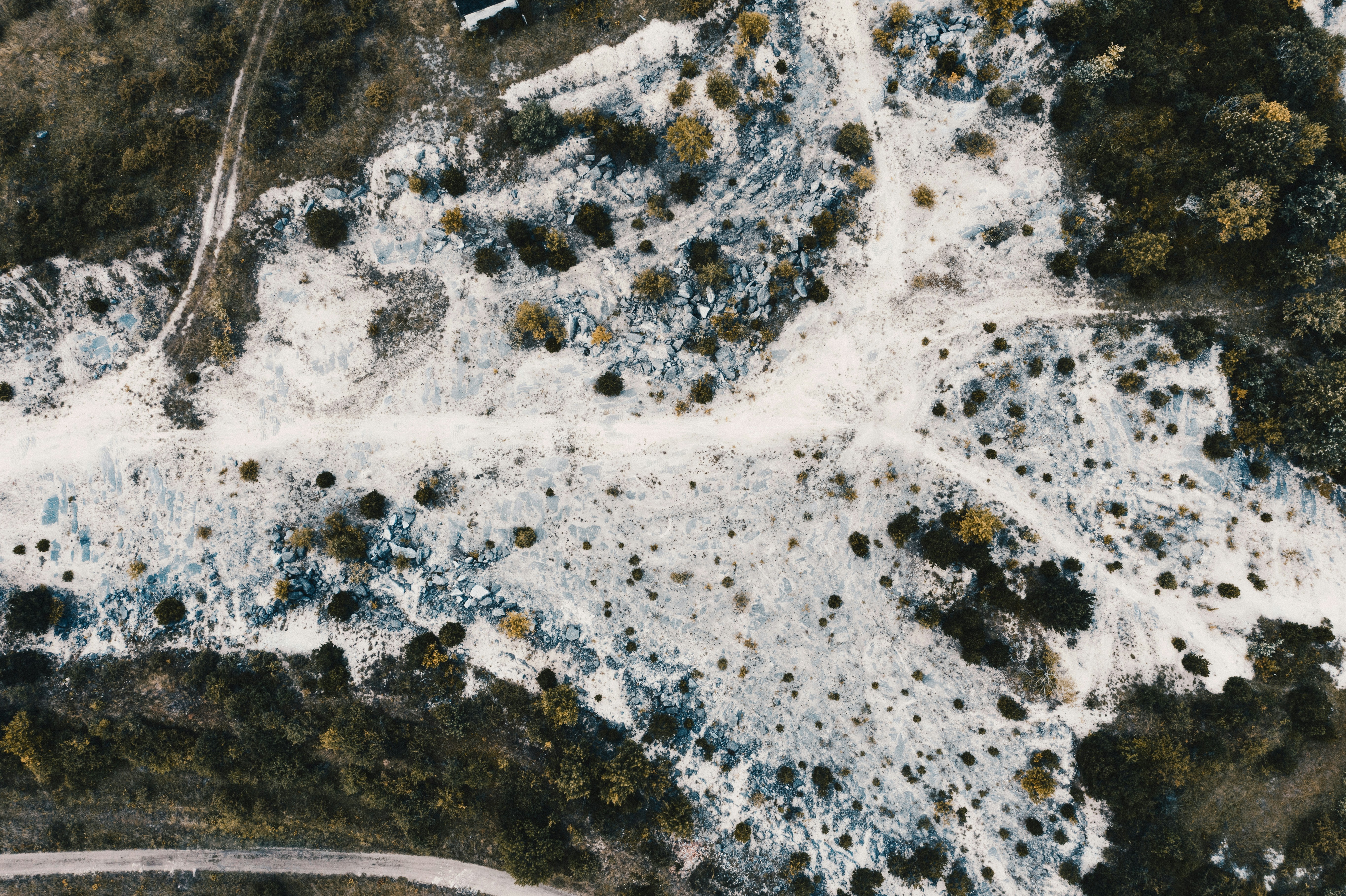 Deserted limestone terrace crossing: a weathered landscape from above