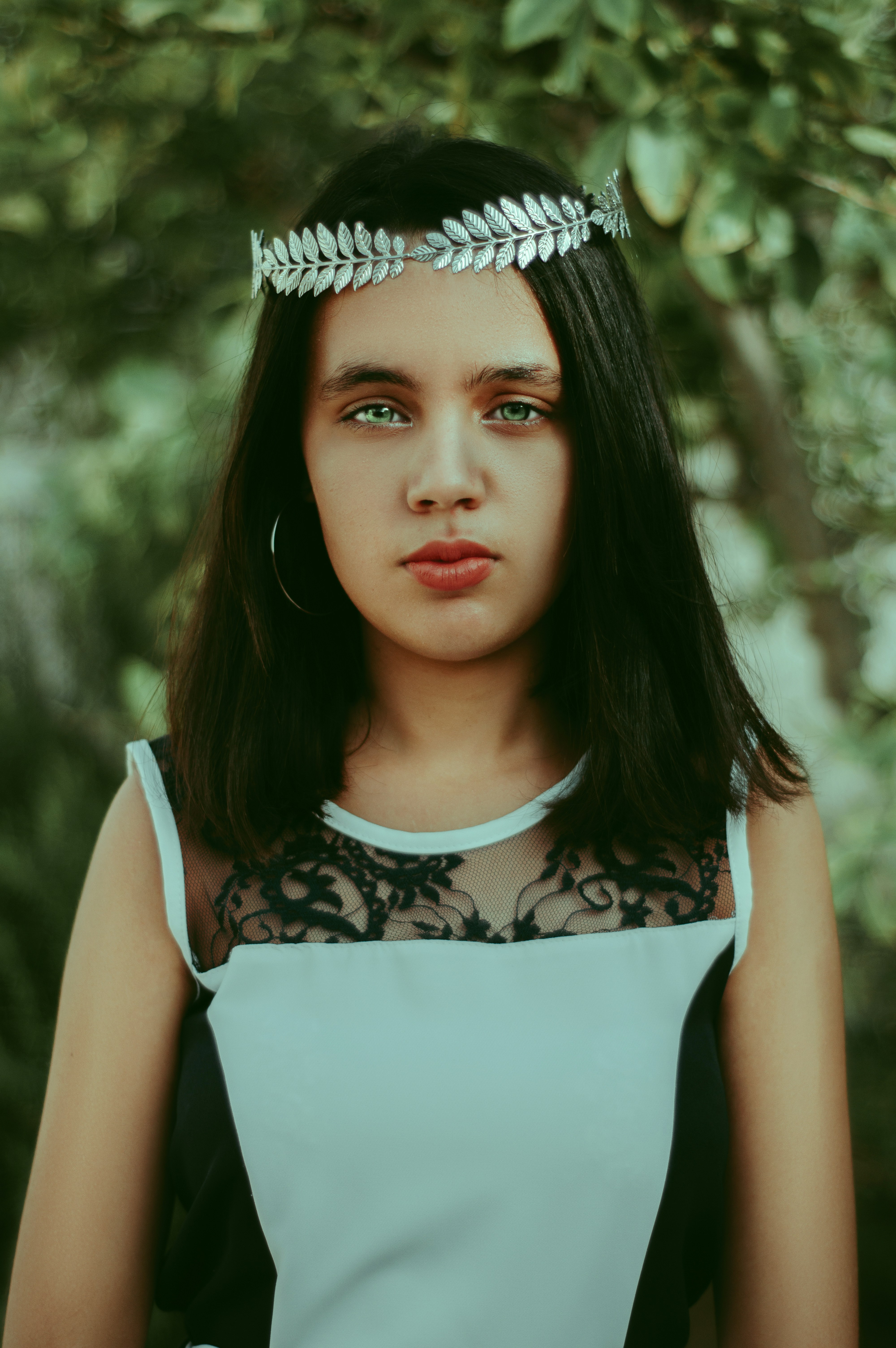 Lavender Crowned Portrait in a Quiet Garden