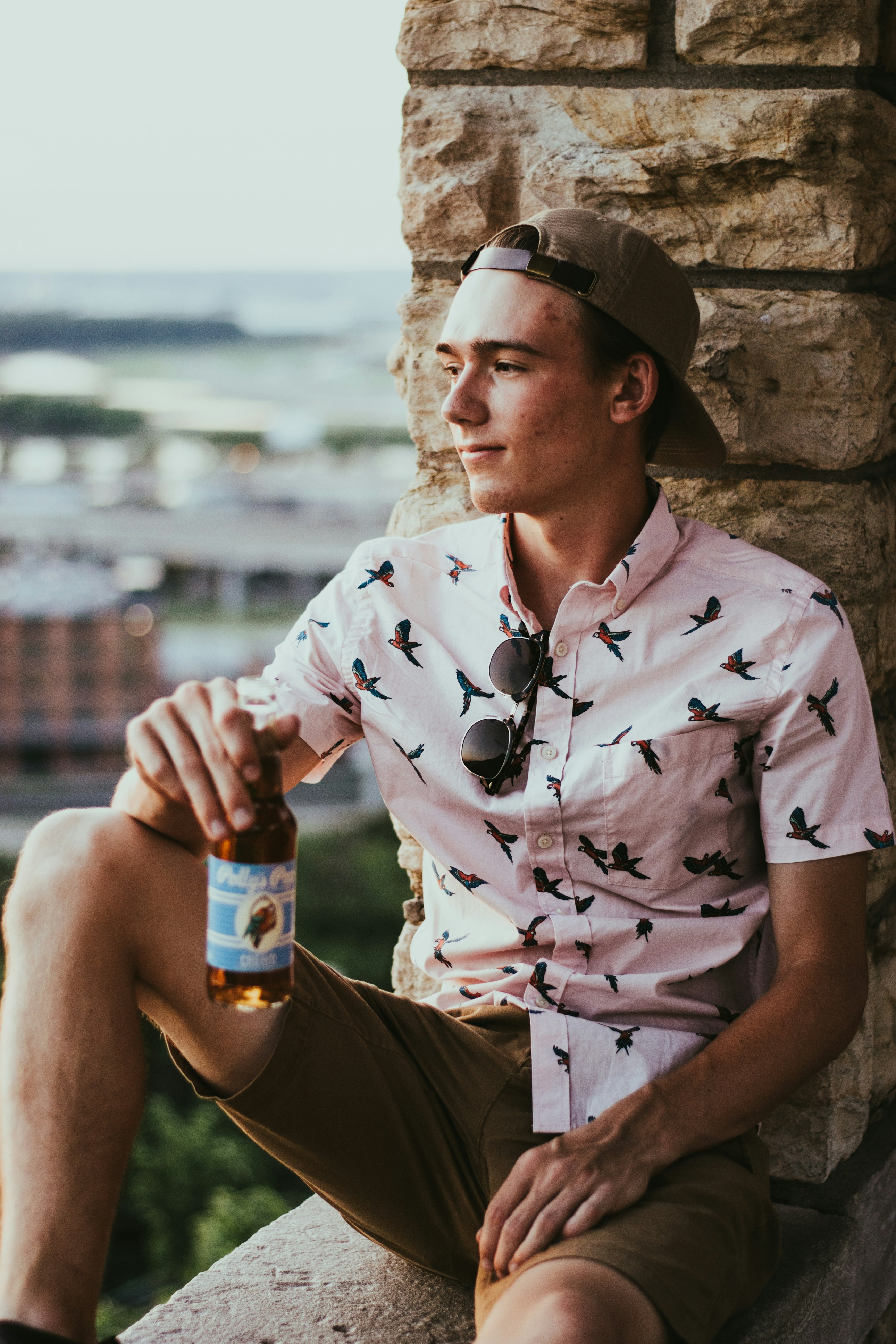 Sunlit Chill: A relaxed portrait on a stone terrace
