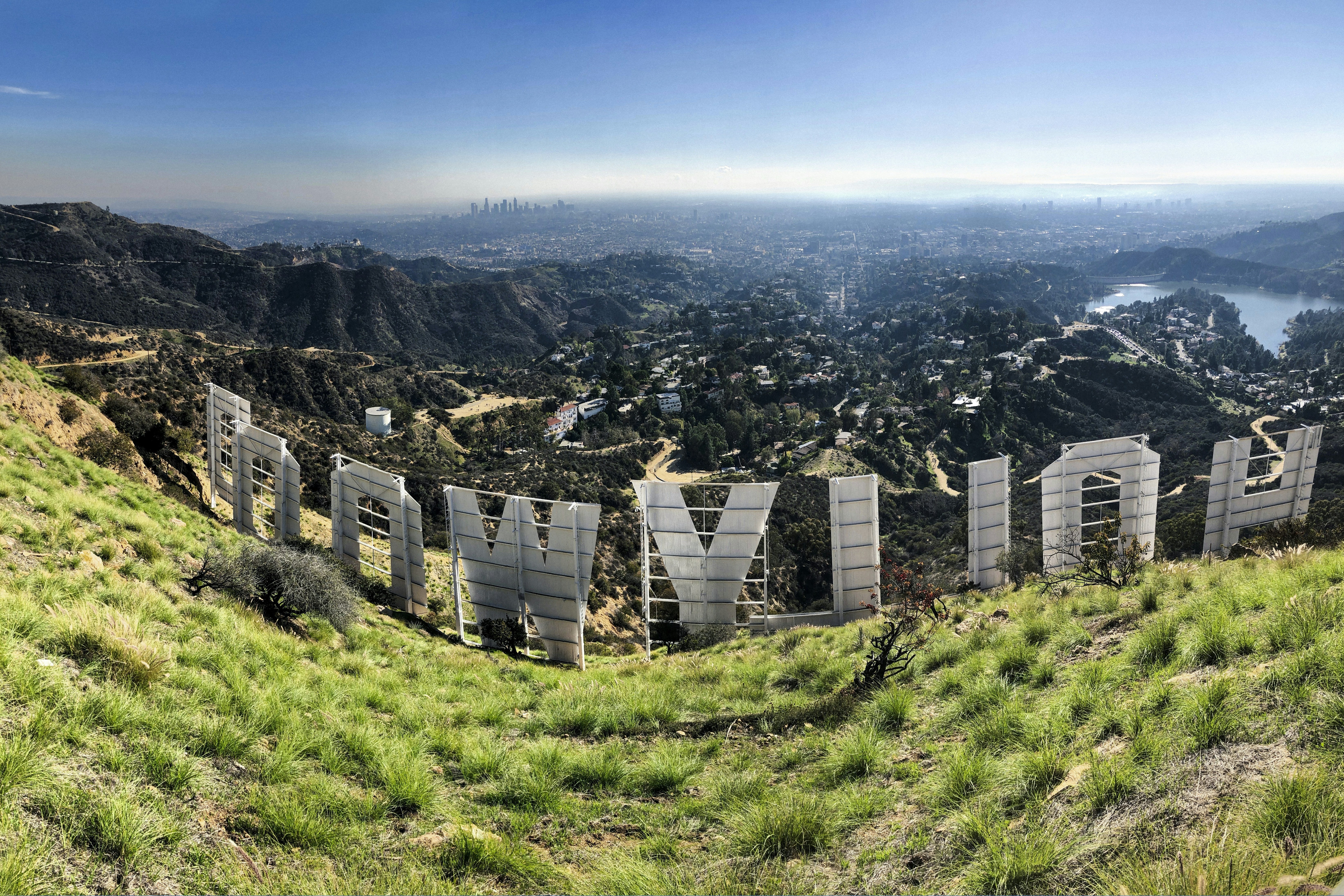 Panoramic view of Los Angeles from behind the Hollywood sign on Mount Lee | Hollywood at daytime