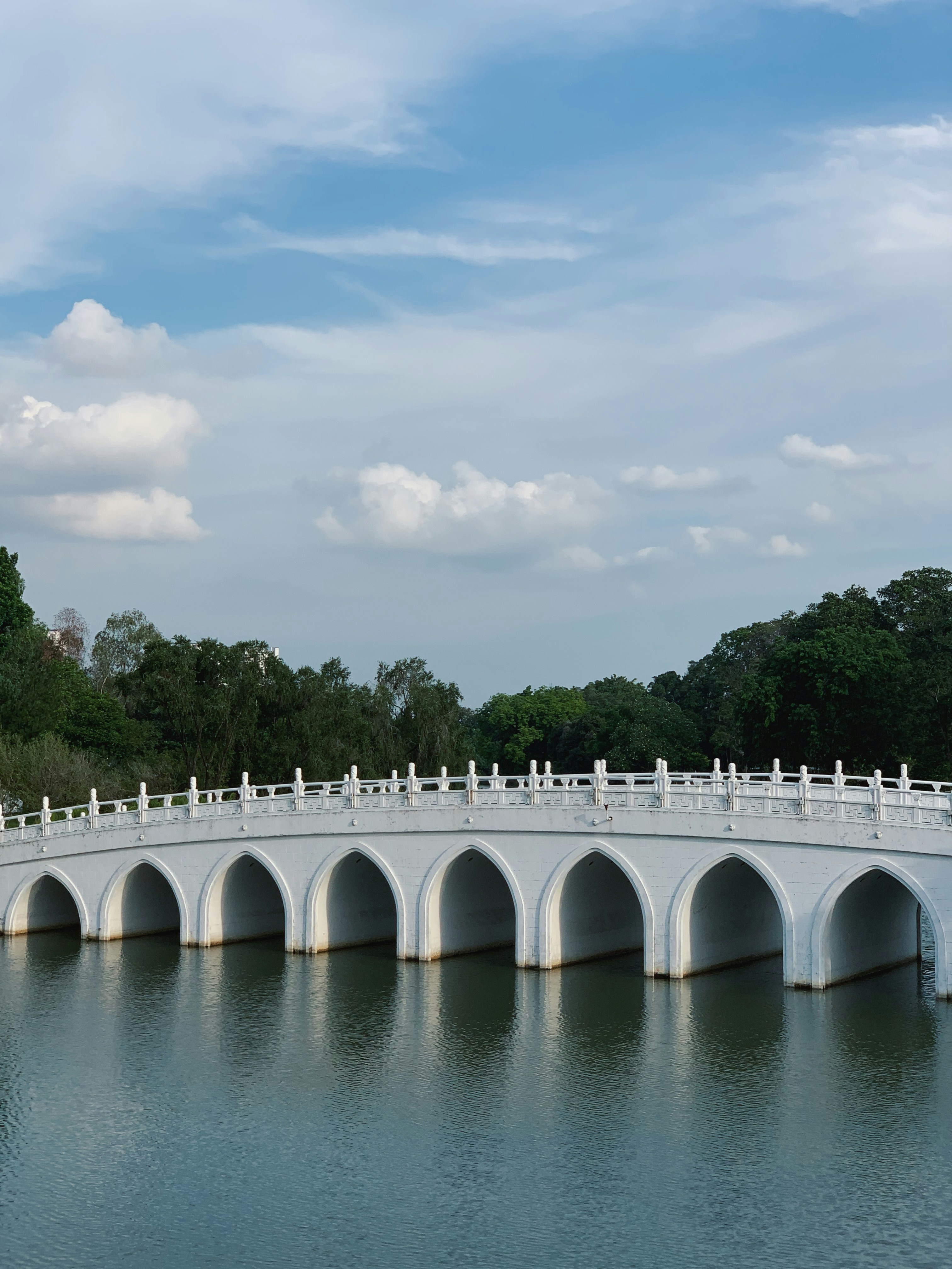 White painted bridge near green trees photo – Free Traditional Image on ...