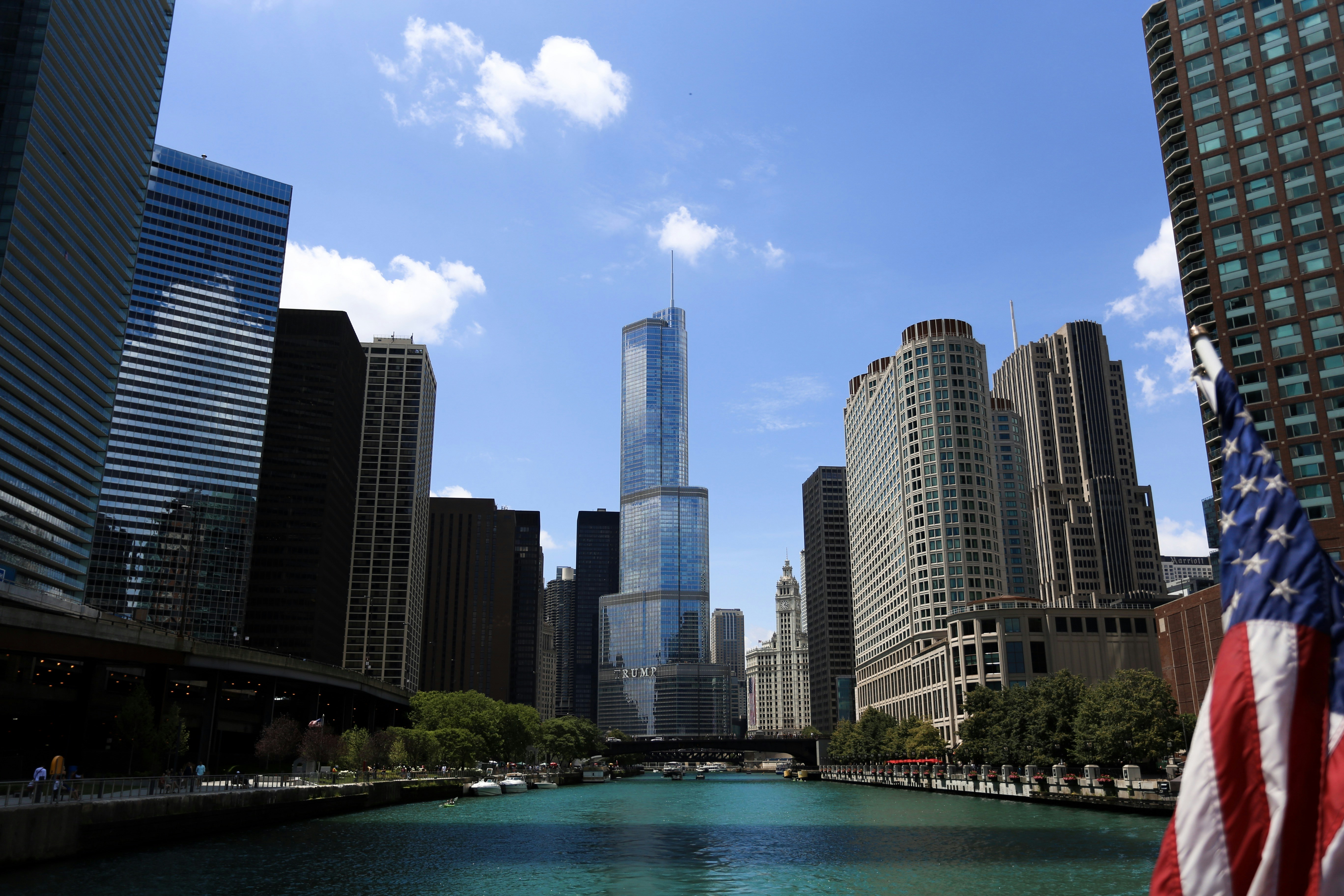 City with high-rise buildings viewing American flag photo – Free ...