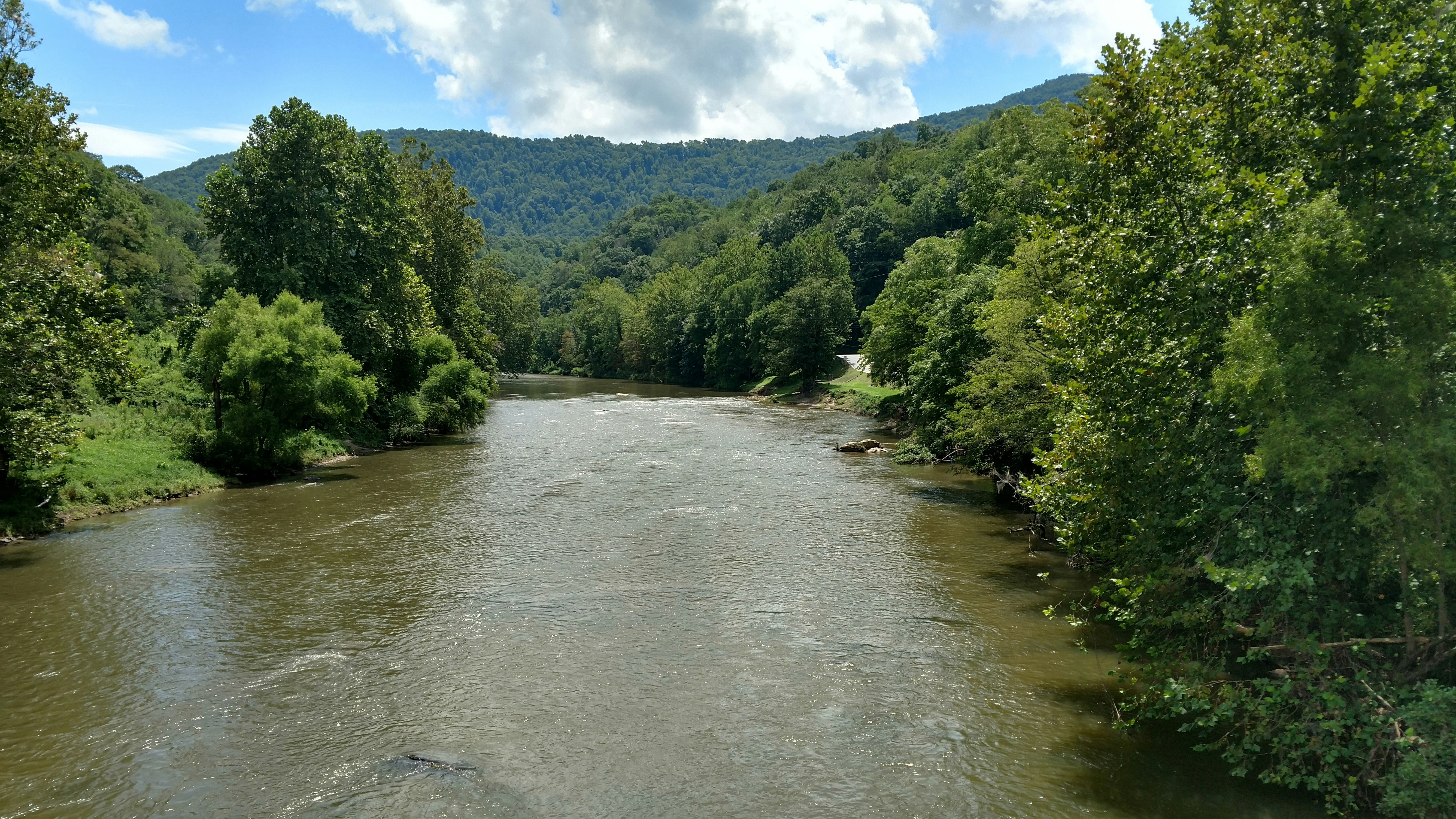 View of the North Toe River in Green Mountain, North Carolina, facing south.
