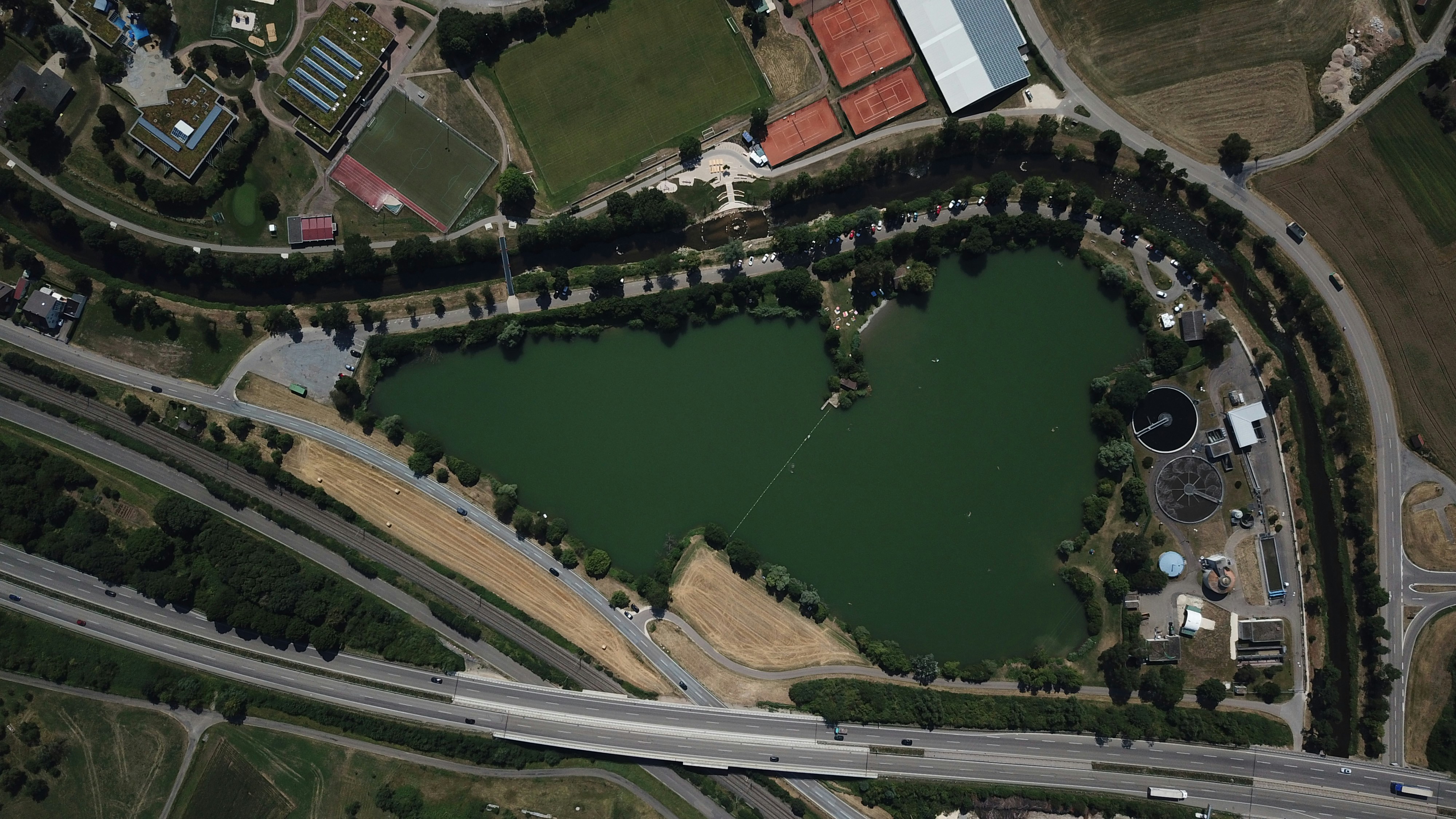 high angle photo of field
