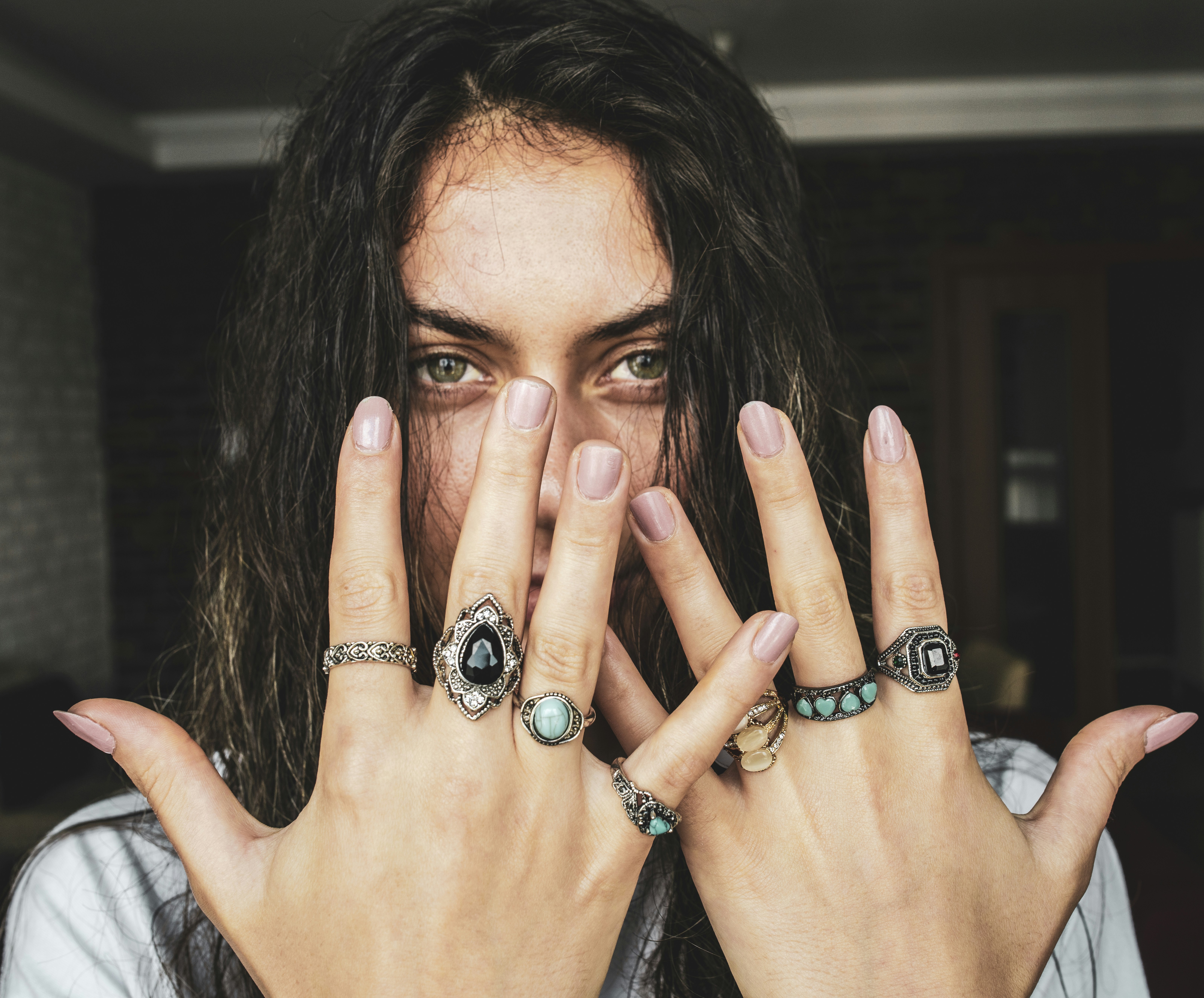 Girls Hand With Rings