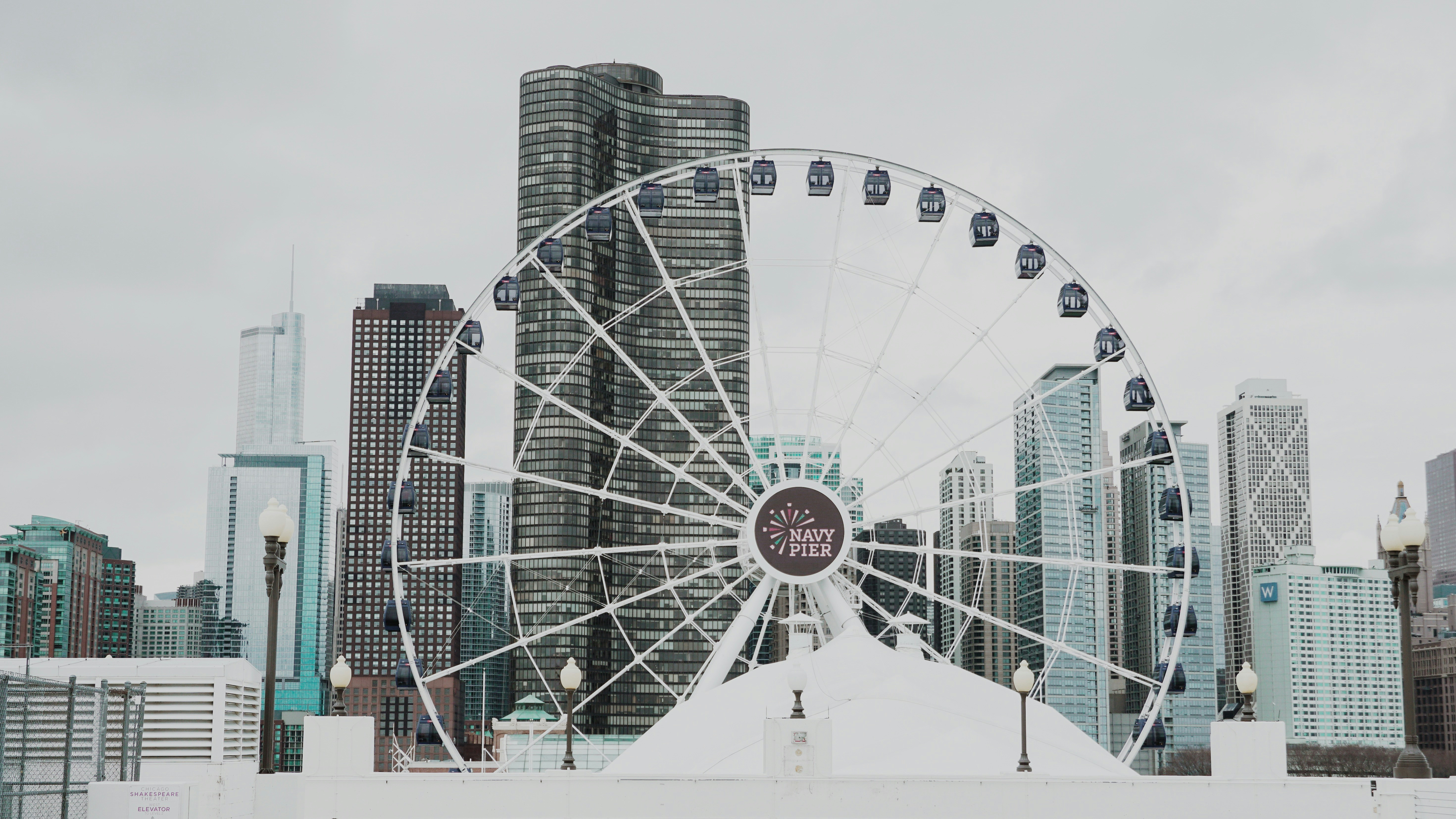 Ferris Wheel Over Navy Pier Framing Chicago's Modern Skyline