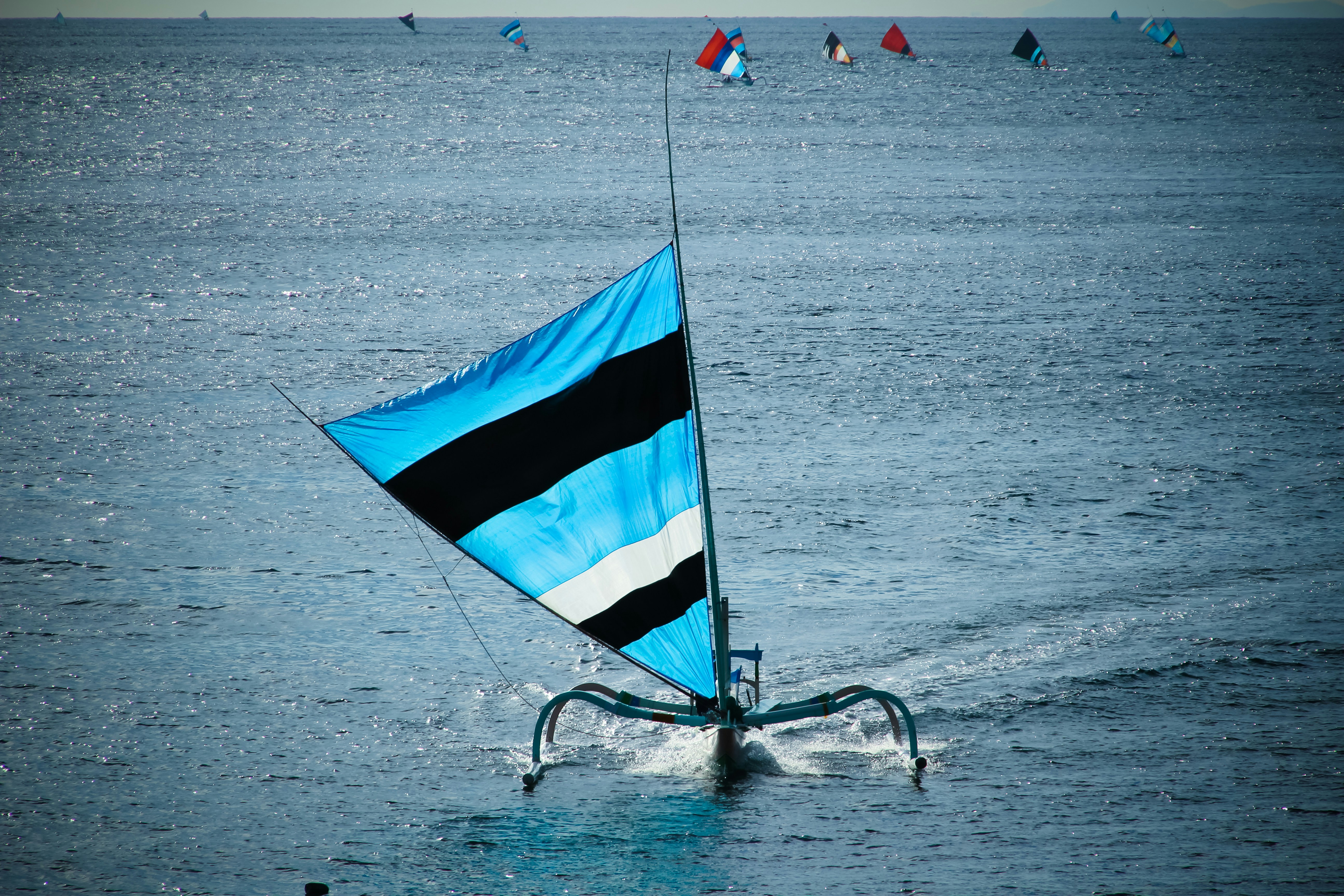 Blue-Capped Sail: A Lone Manta Kite Rides the Ocean Current