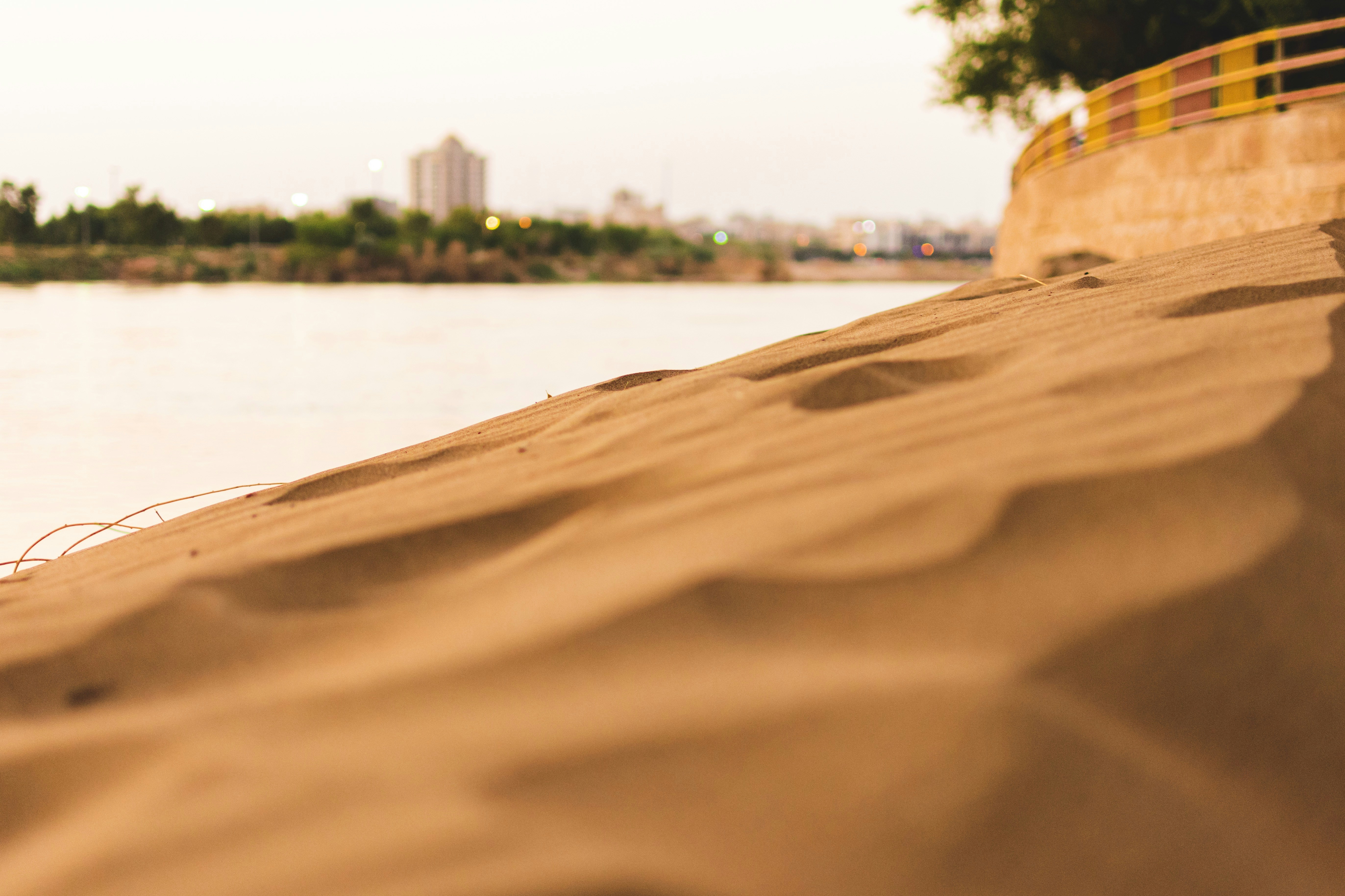 Ridge of Sand by the Riverbank at Dusk