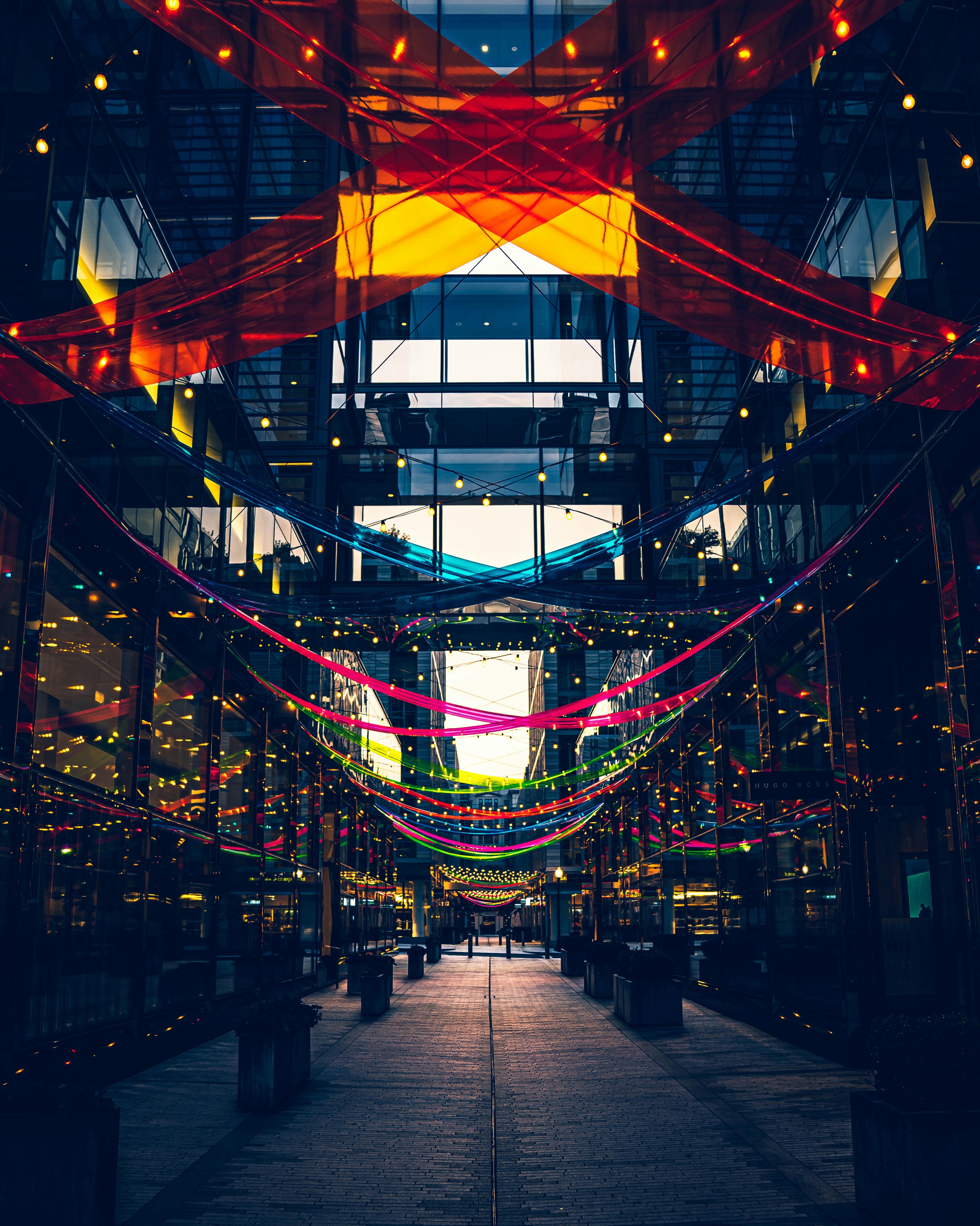 Colorful Canopy Corridor: A Street-Level Cathedral of Light