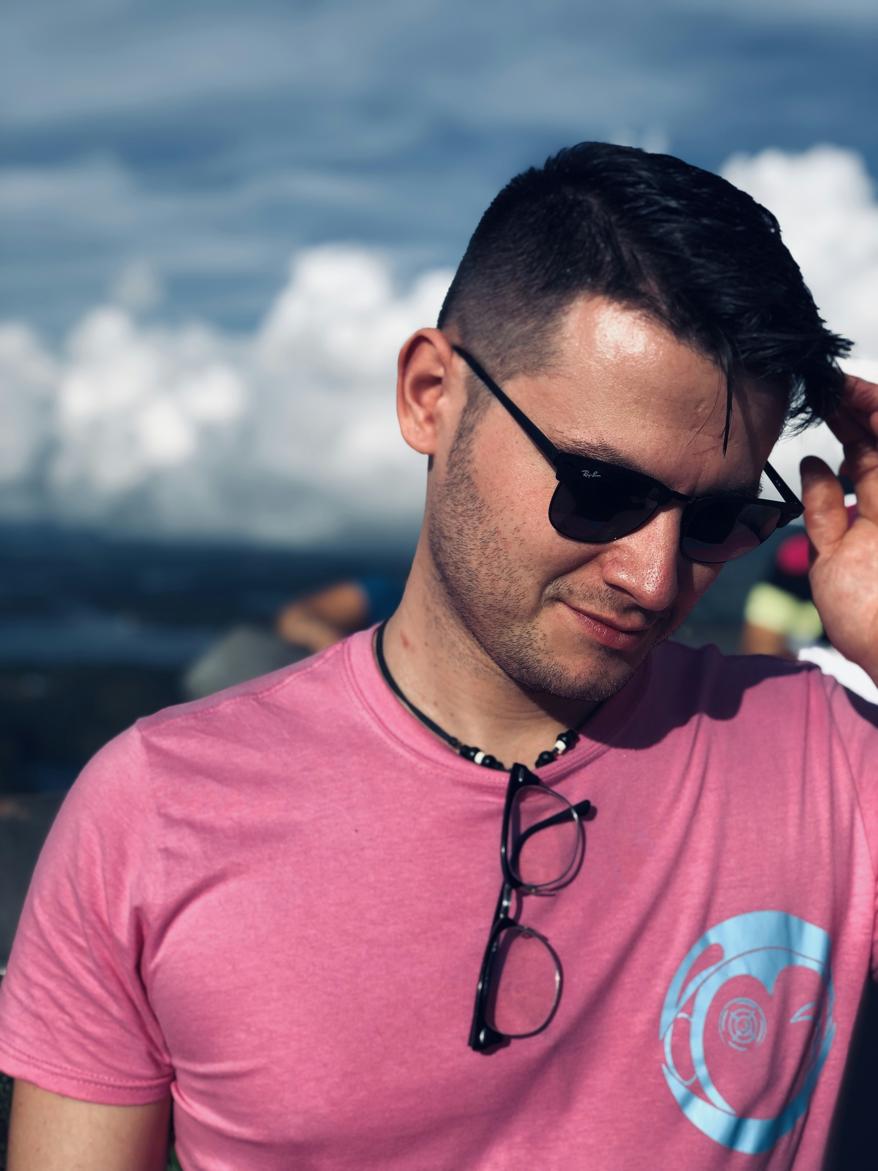 Sunlit Gaze: A Sunsplashed Moment in Pink