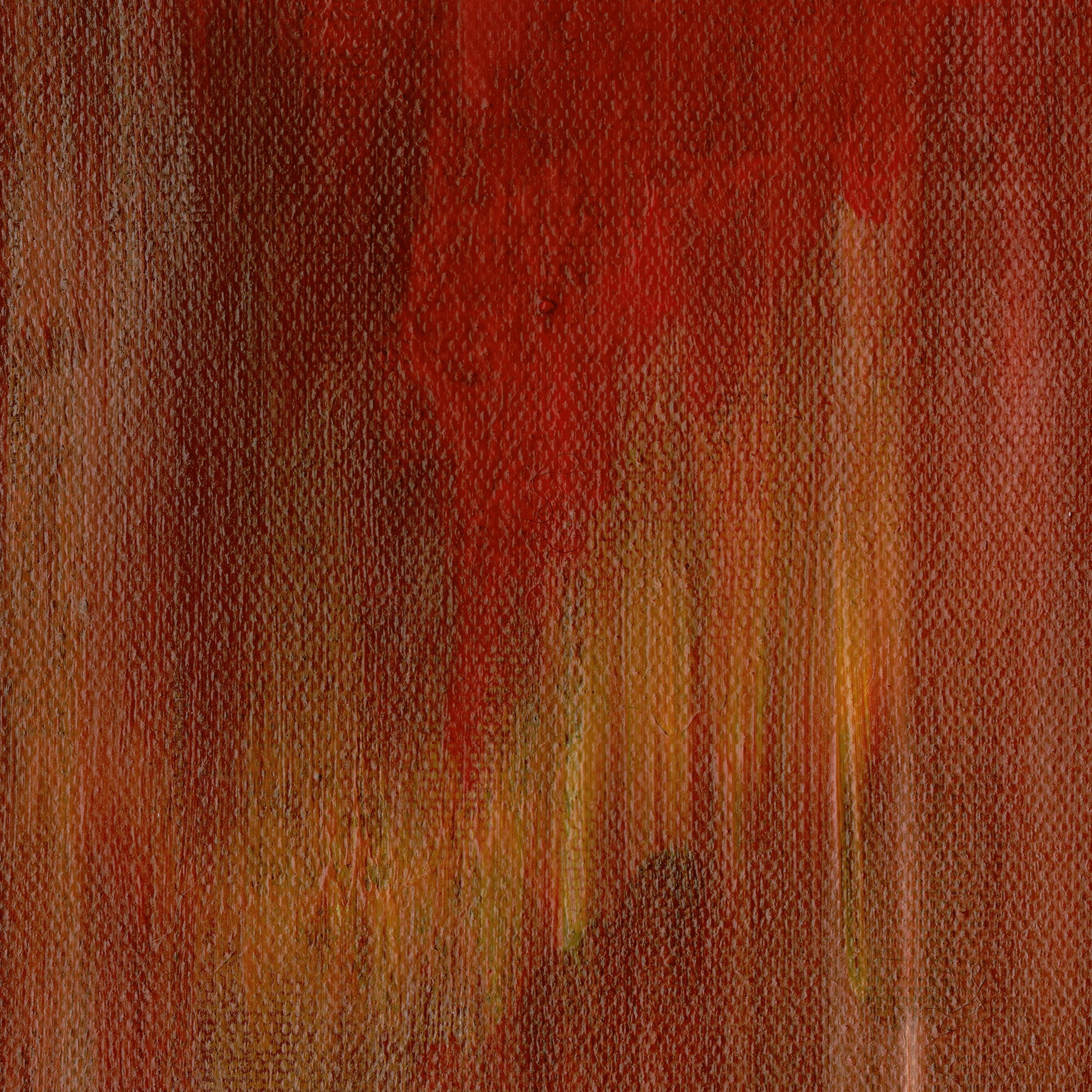 Abstract painting featuring a blend of warm reds and oranges, evoking a sense of warmth and depth.