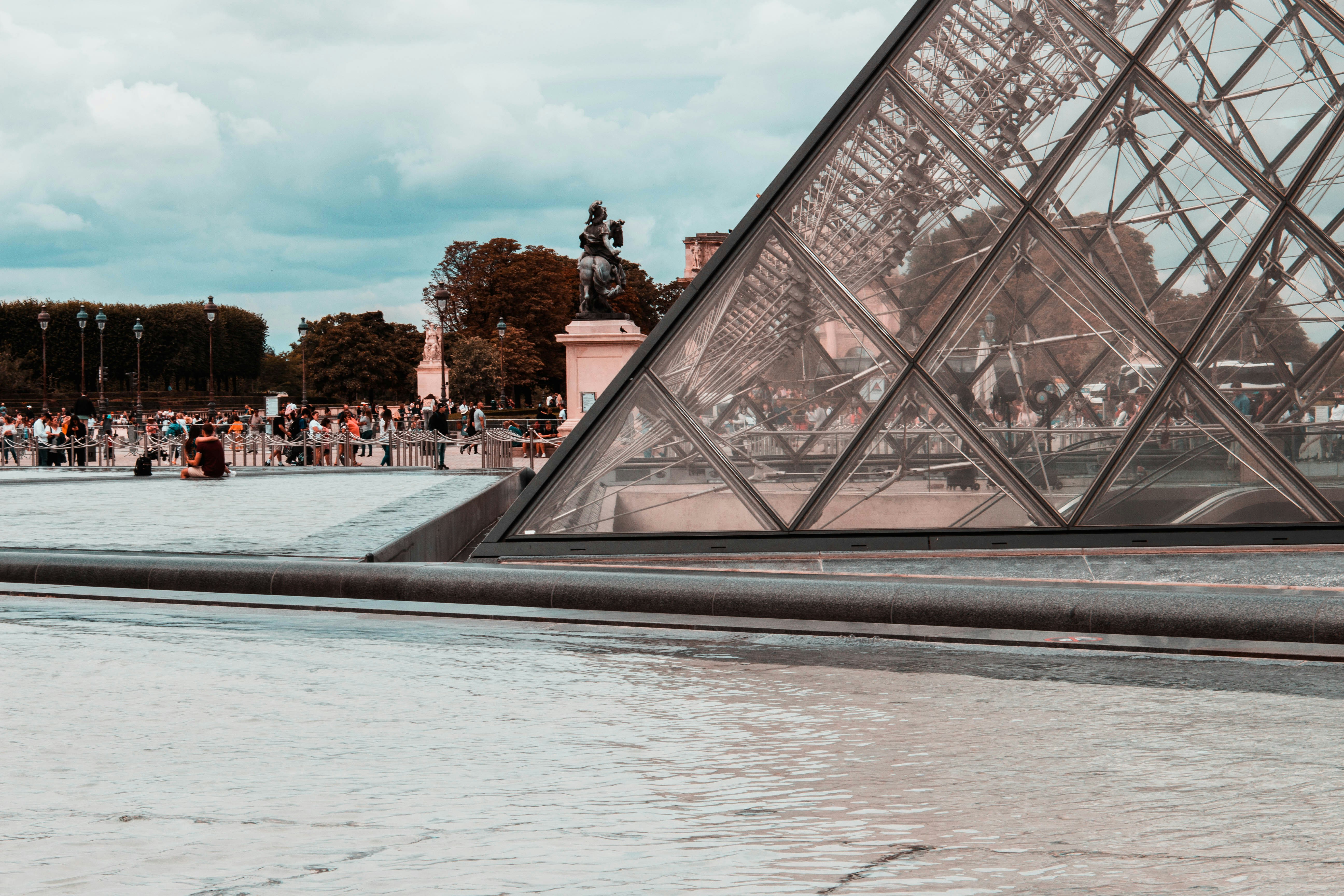 Louvre Glass in the Light: Pyramid by the Quiet Pool