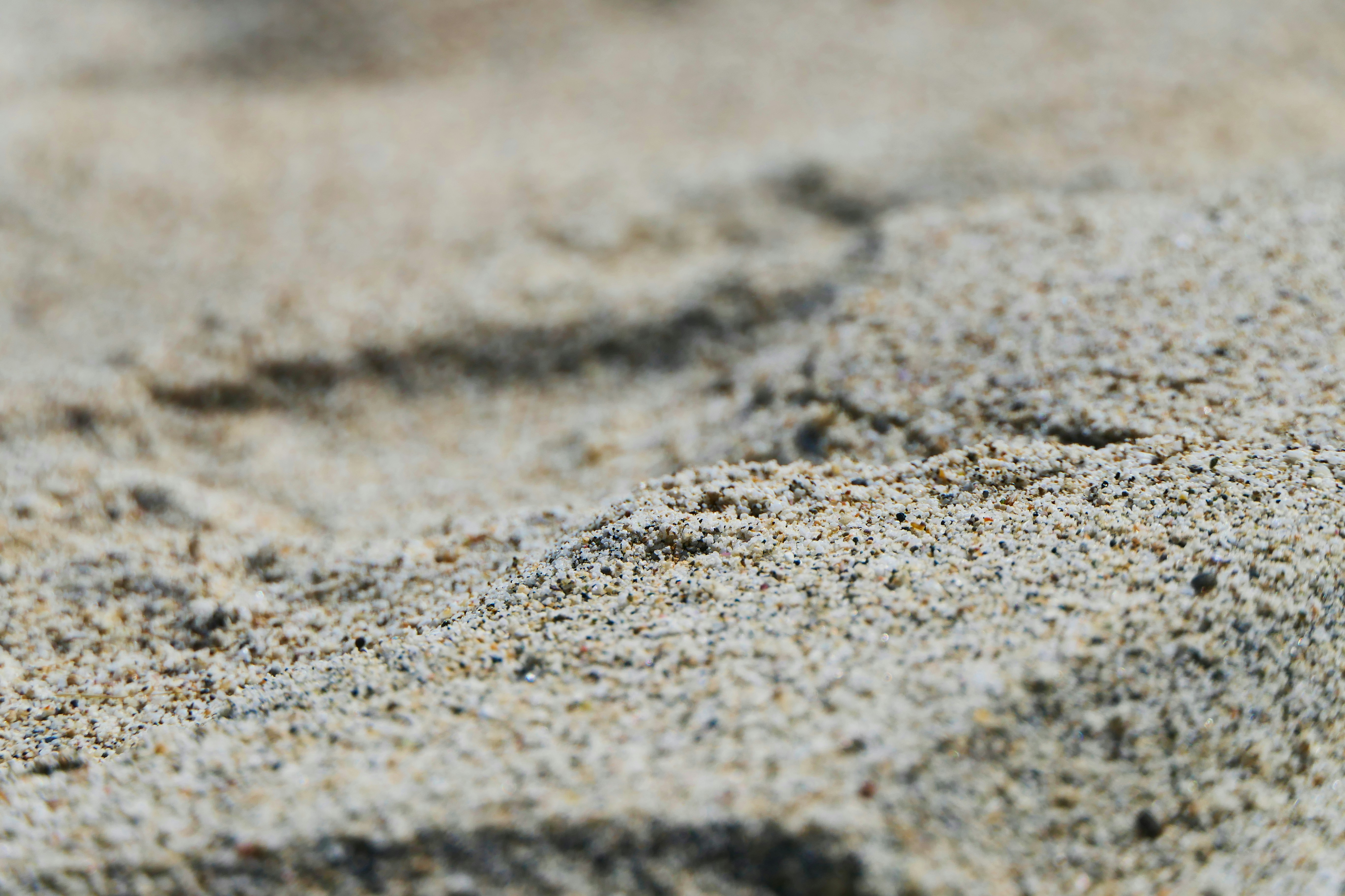 Close-up view of fine sand grains, highlighting texture and subtle variations in color. The image captures the essence of a tranquil beach environment.