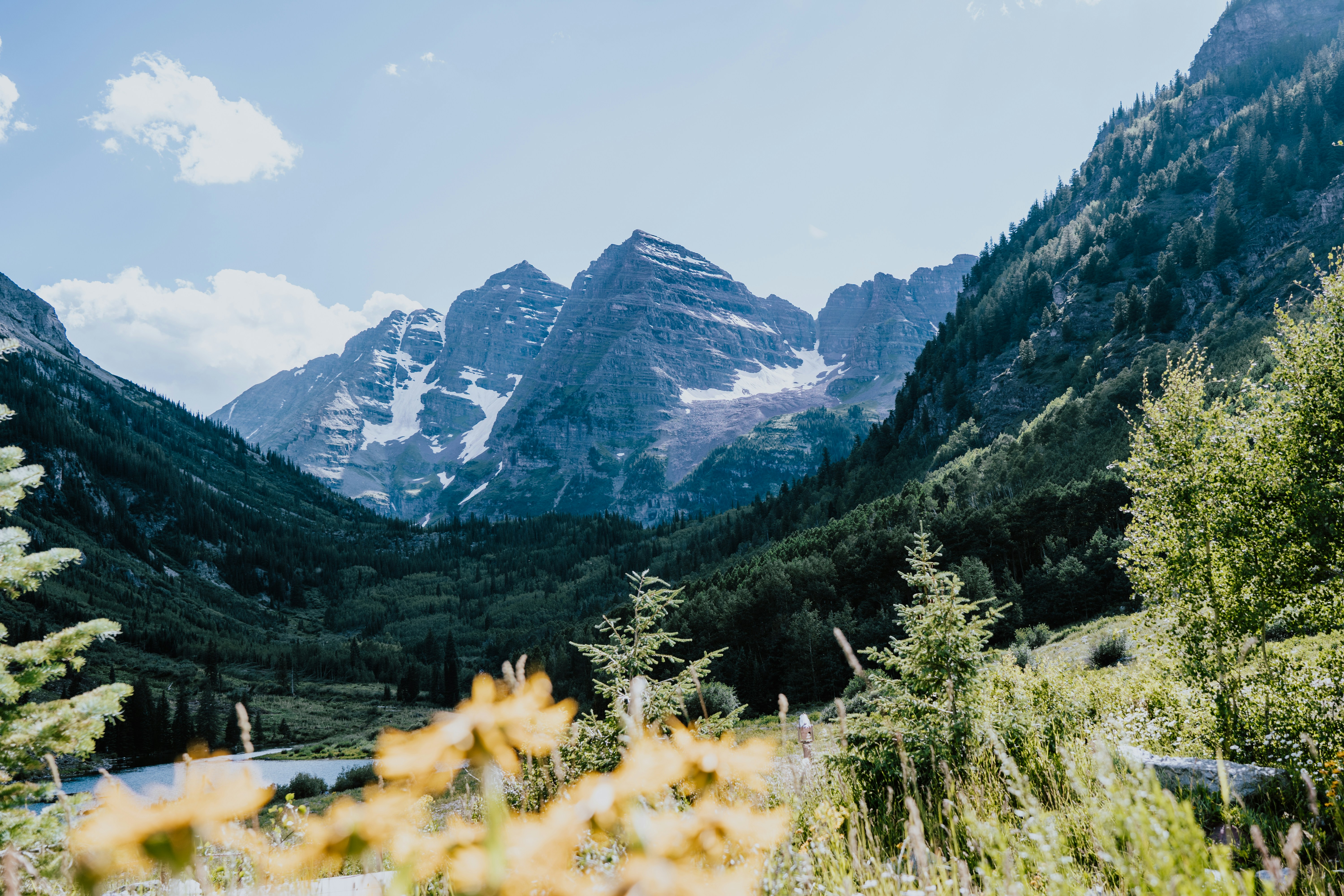 Maroon Bells | mountain range under clear blue sky