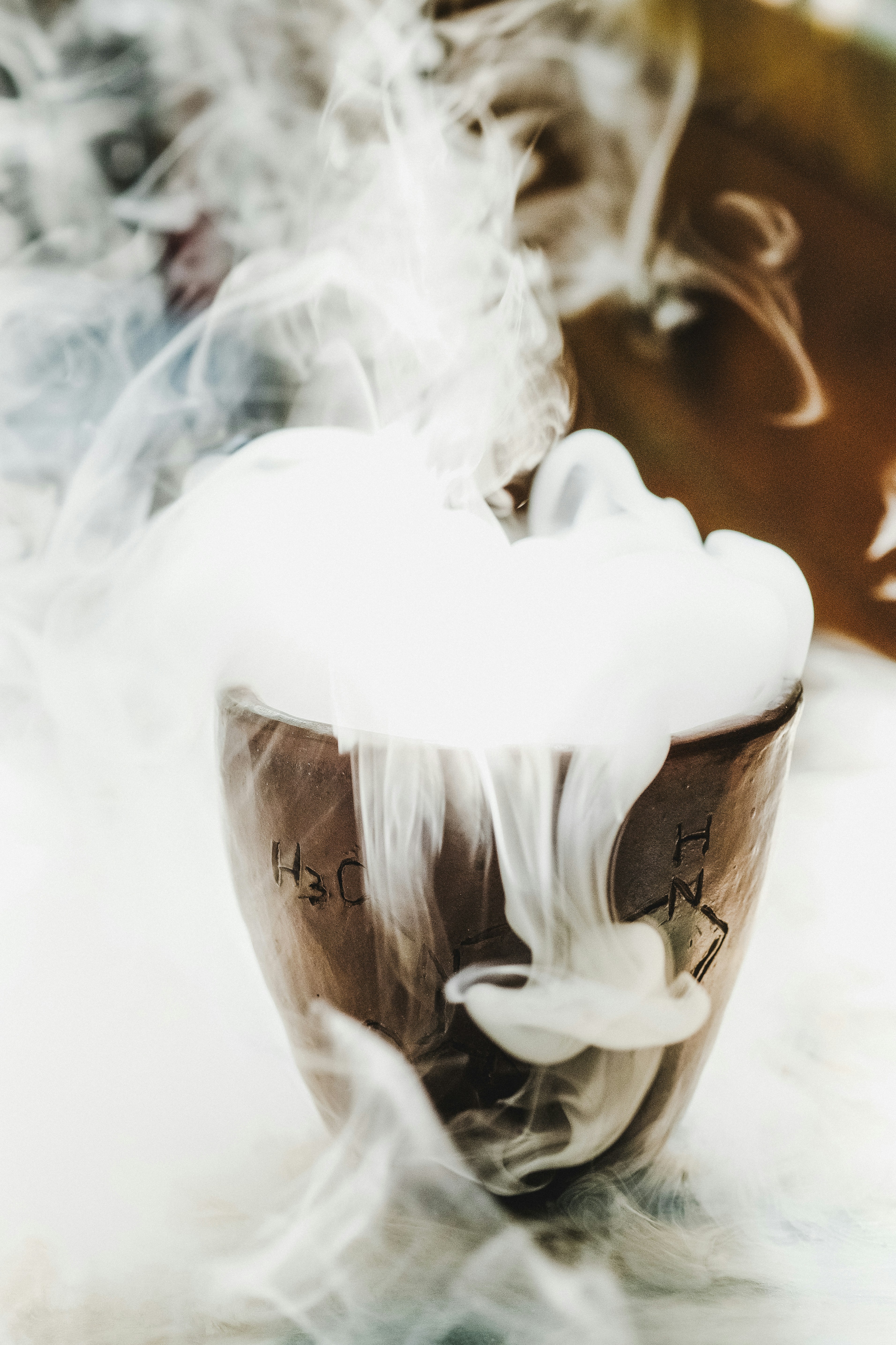 smoke coming out of mug