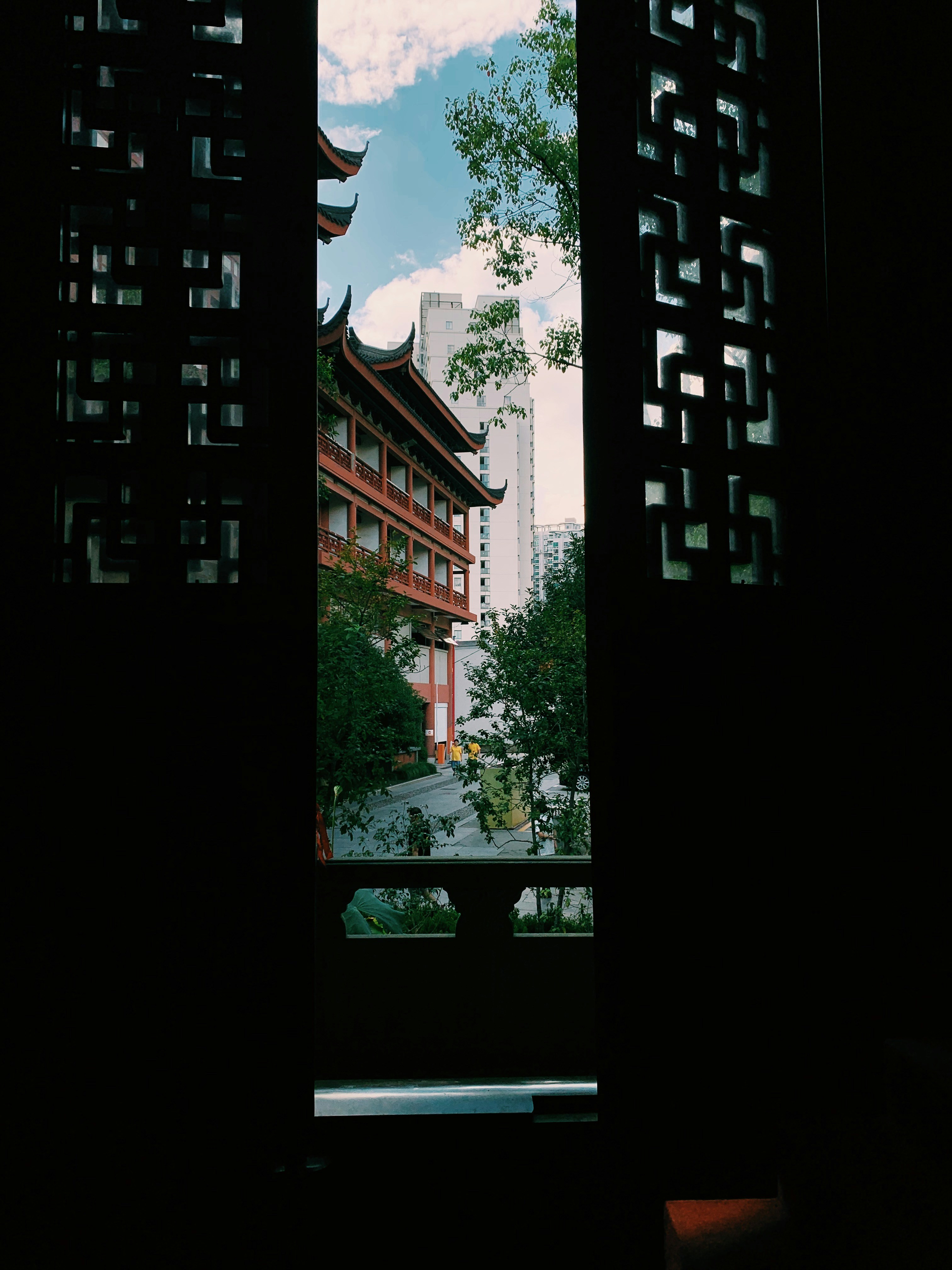 opened wooden window at daytime