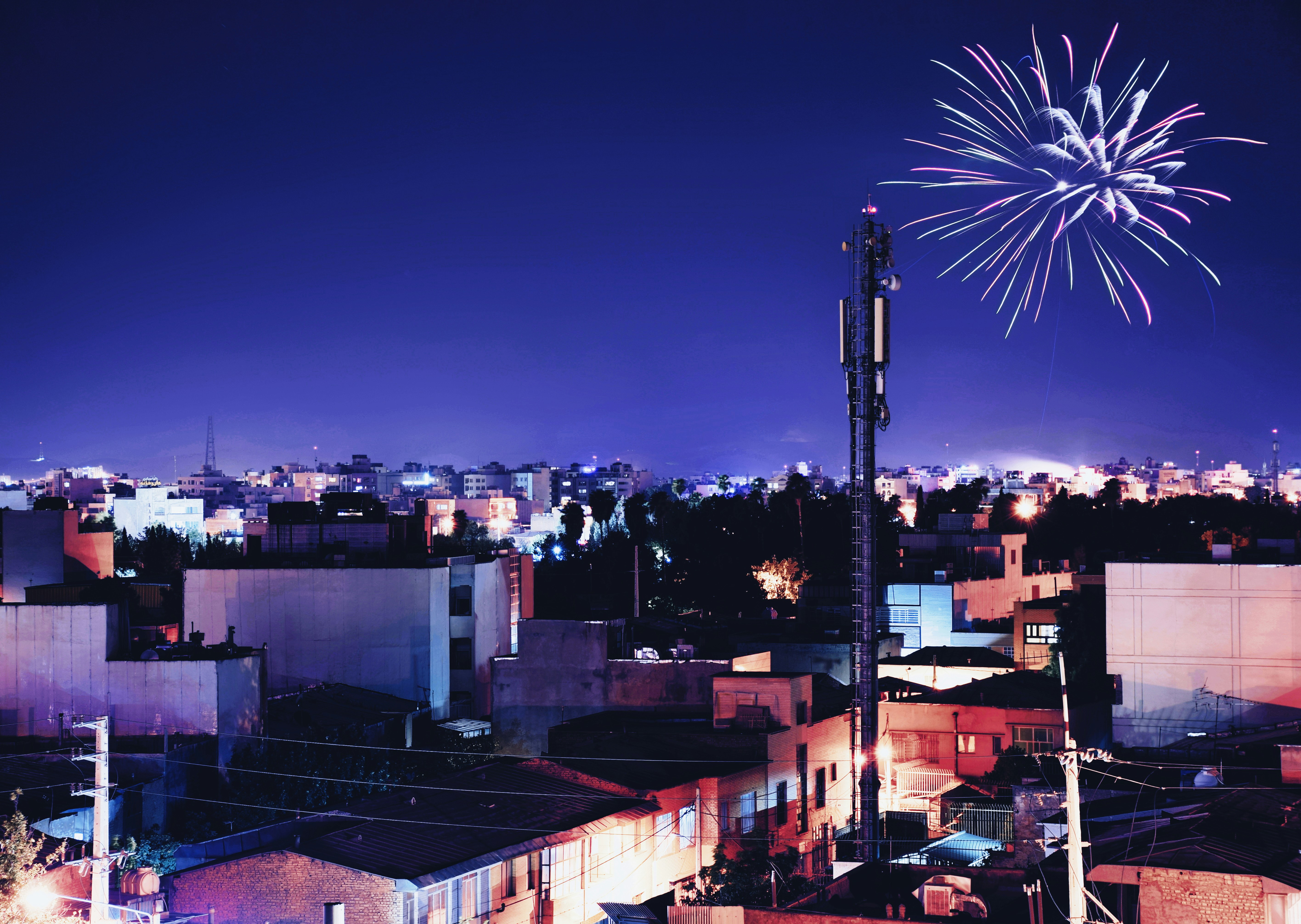 Fireworks Above the Rooftops: Night City Pulse